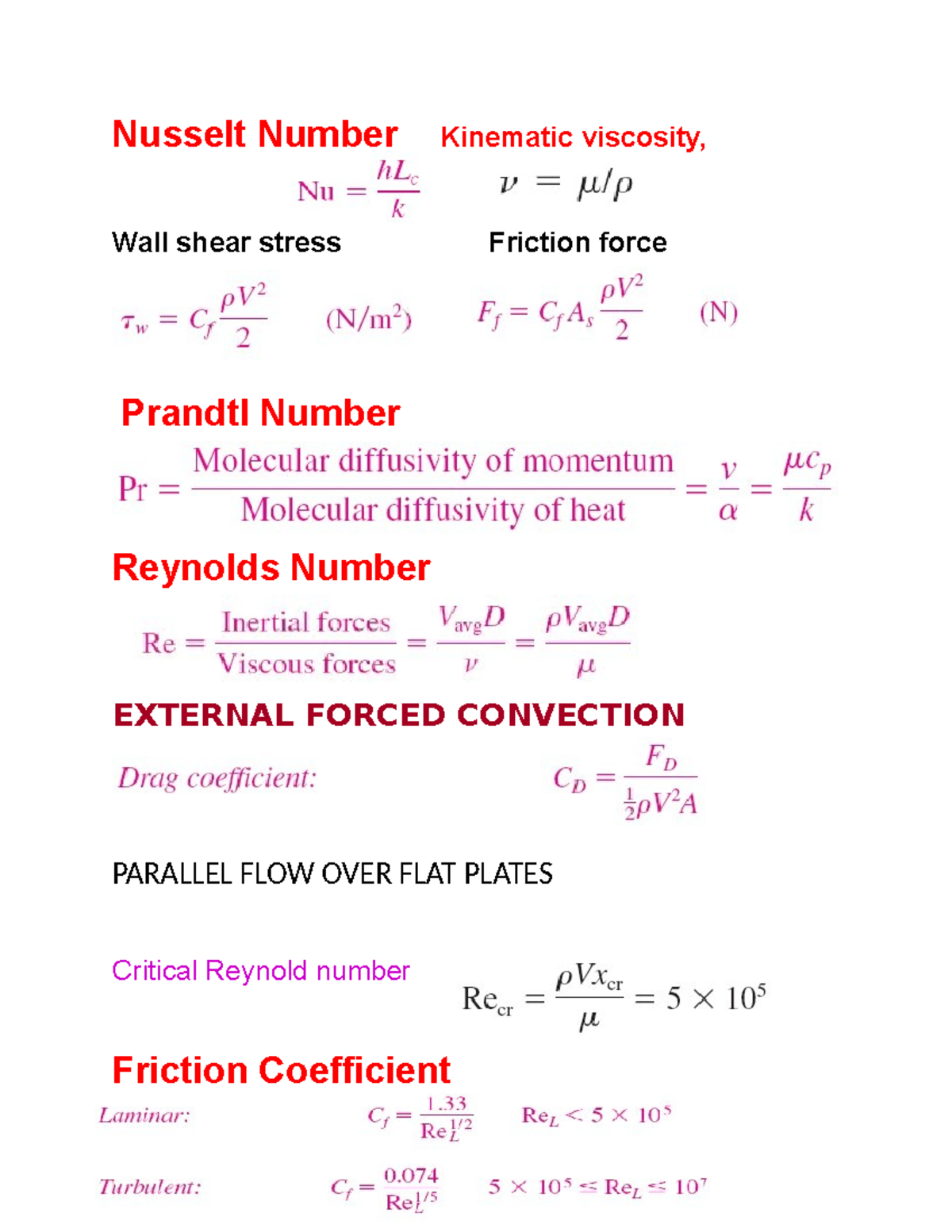 HMT Formula Sheet: Key Equations and Concepts for Heat Transfer - Studocu