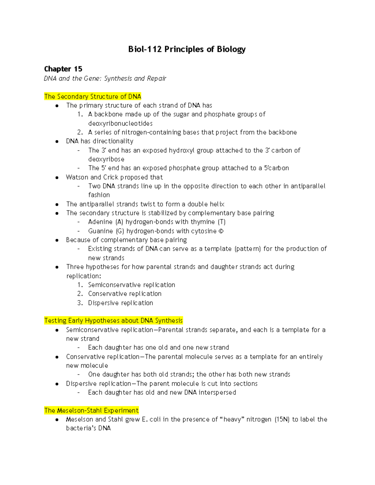 Biol-112 Principles of Biology Chapter 15 pt. 3 - Biol-112 Principles ...