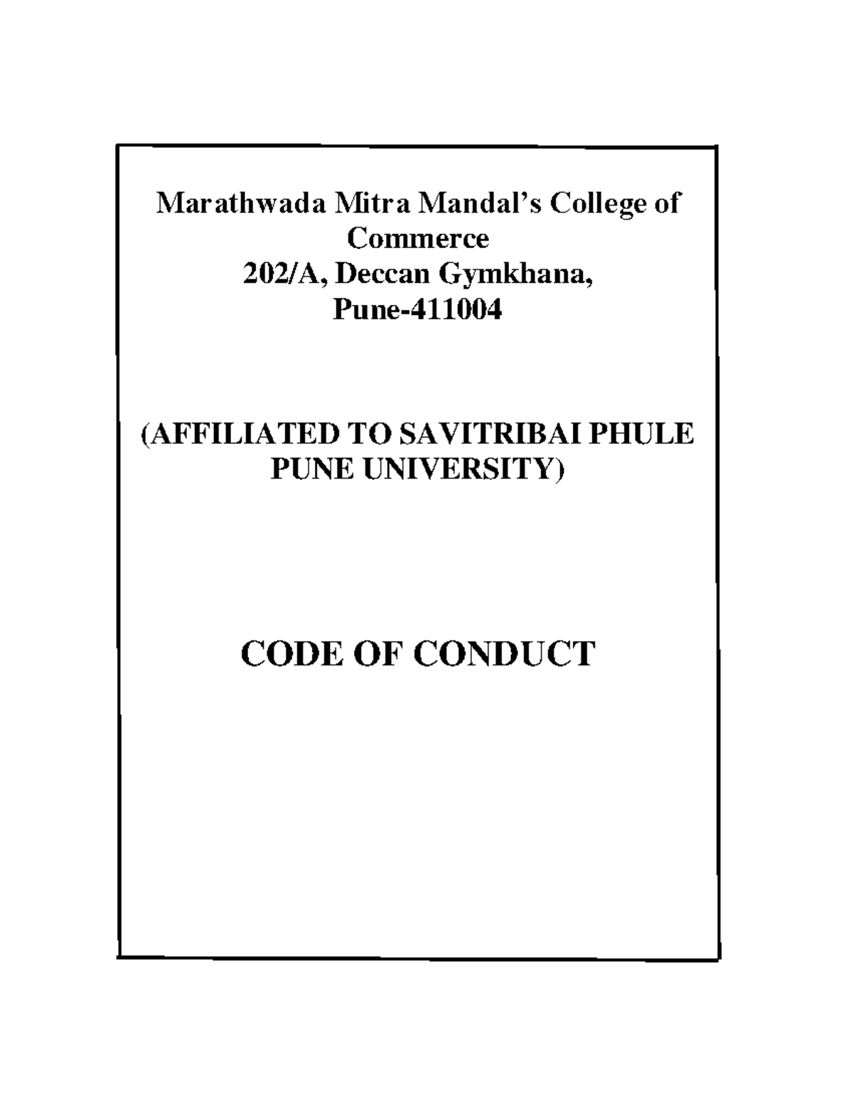 MMCC code of conduct - Marathwada Mitra Mandal’s College of Commerce ...