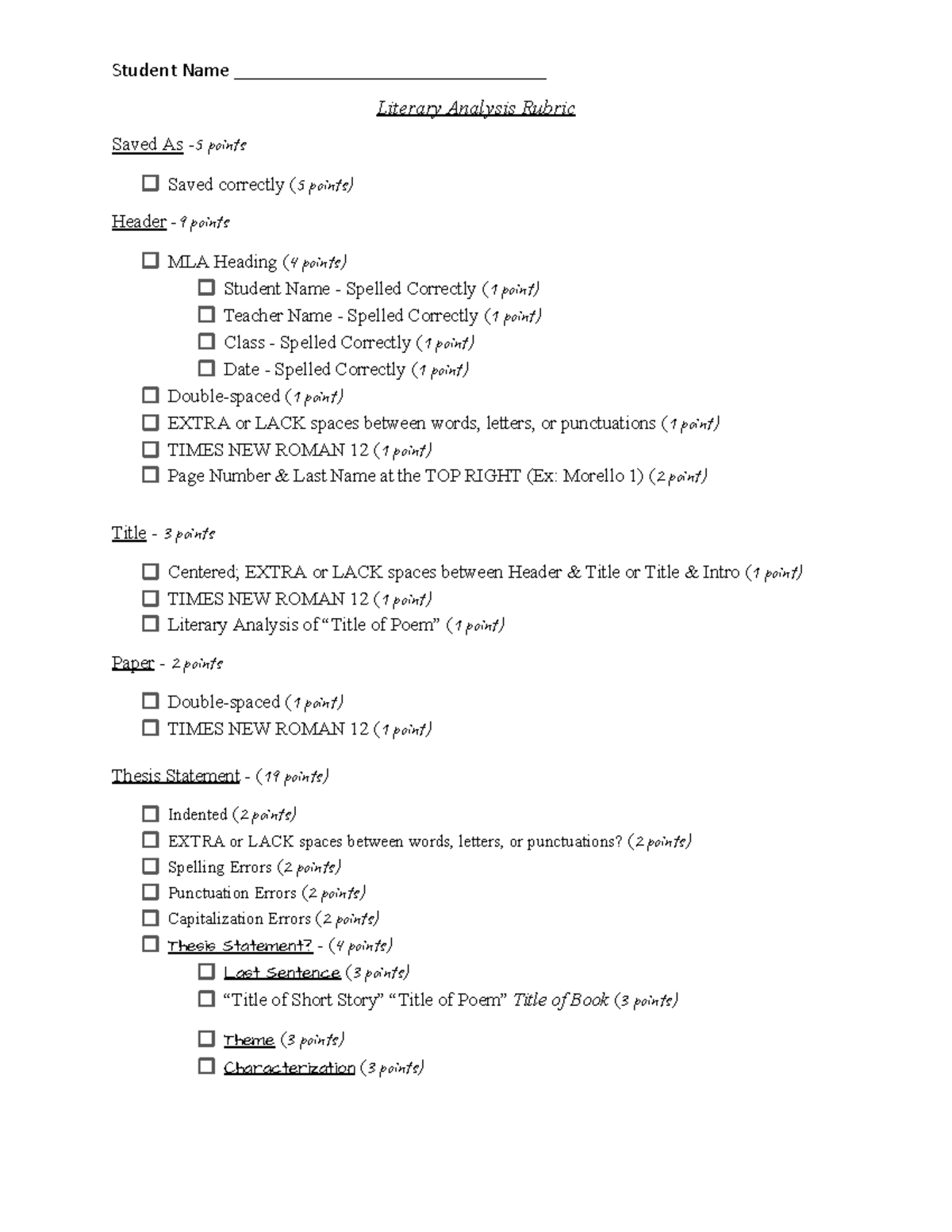 ENG 101 Literary Analysis Rubric for Student Submissions - Studocu