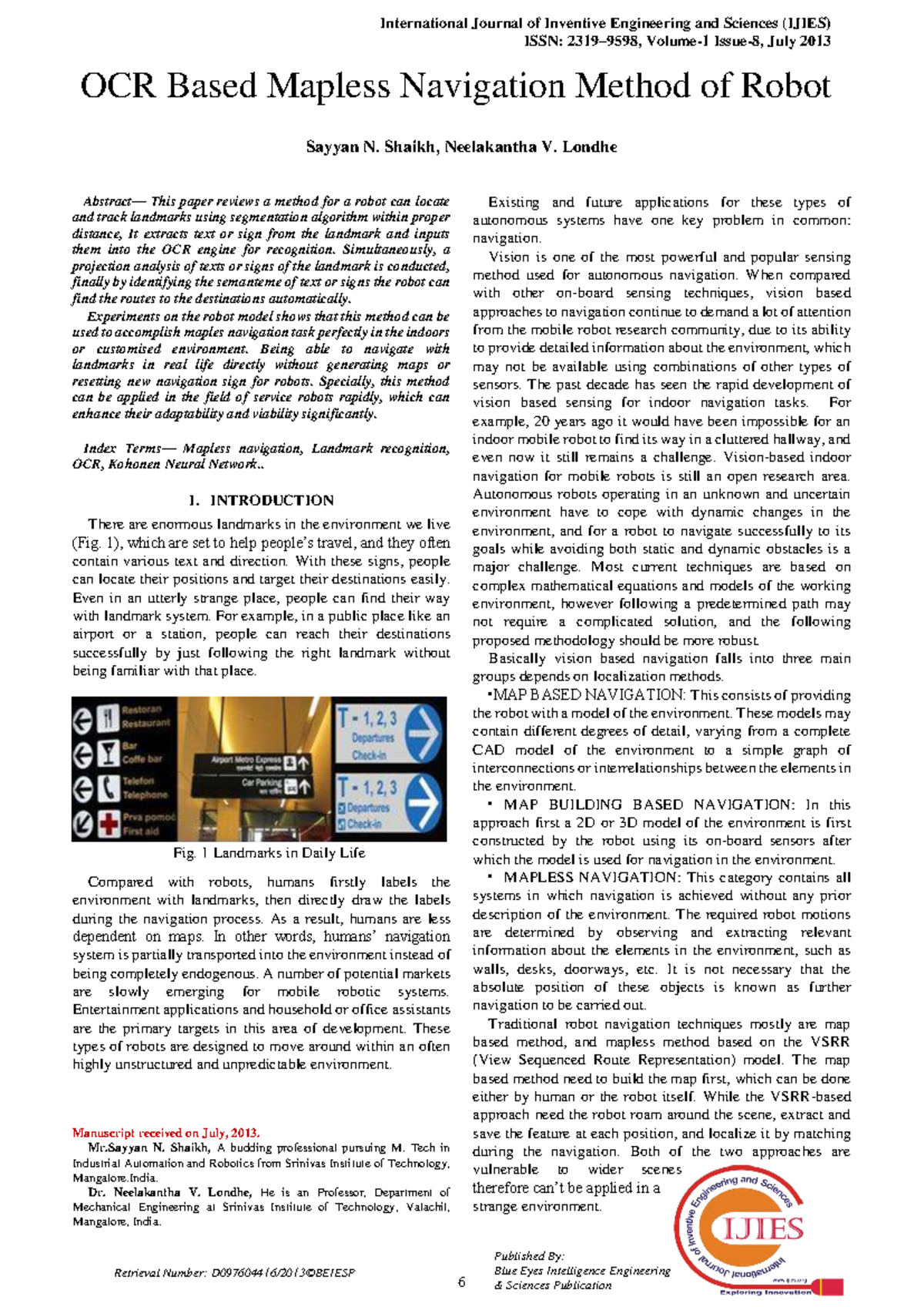 OCR Based Mapless Navigation for Robots: A Methodology Review - Studocu