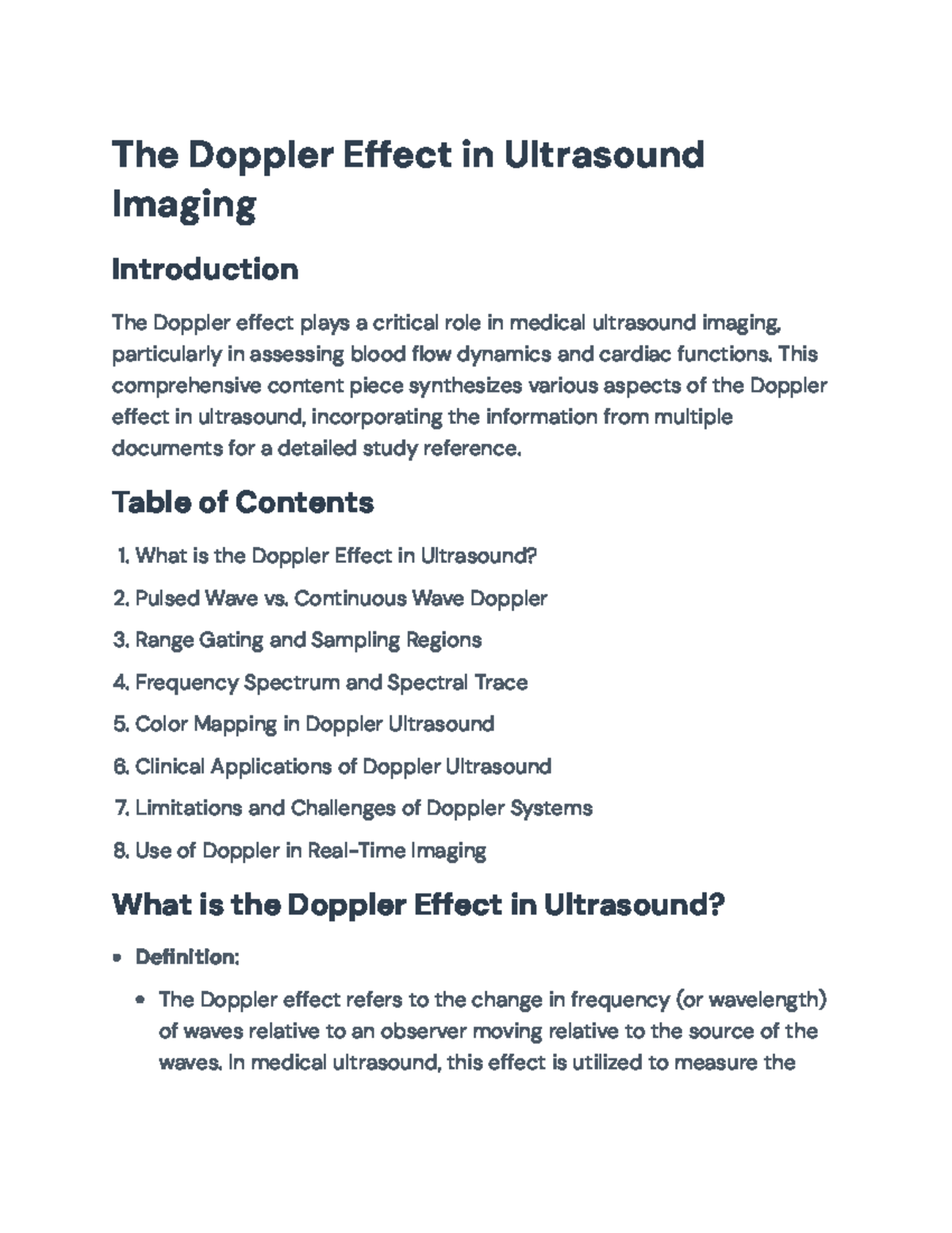 Doppler Effect in Ultrasound Imaging: Principles & Applications (MED ...