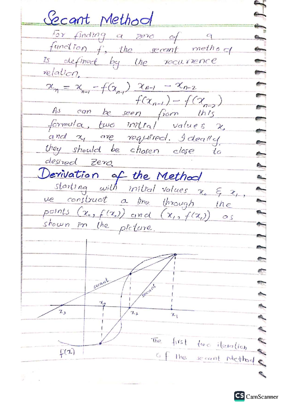 Secant Method for Finding Zeros of Functions (CS) - Studocu