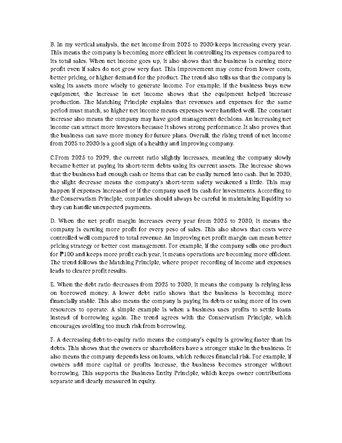 Interpretation Summary: Financial Analysis from 2025 to 2030 - Studocu