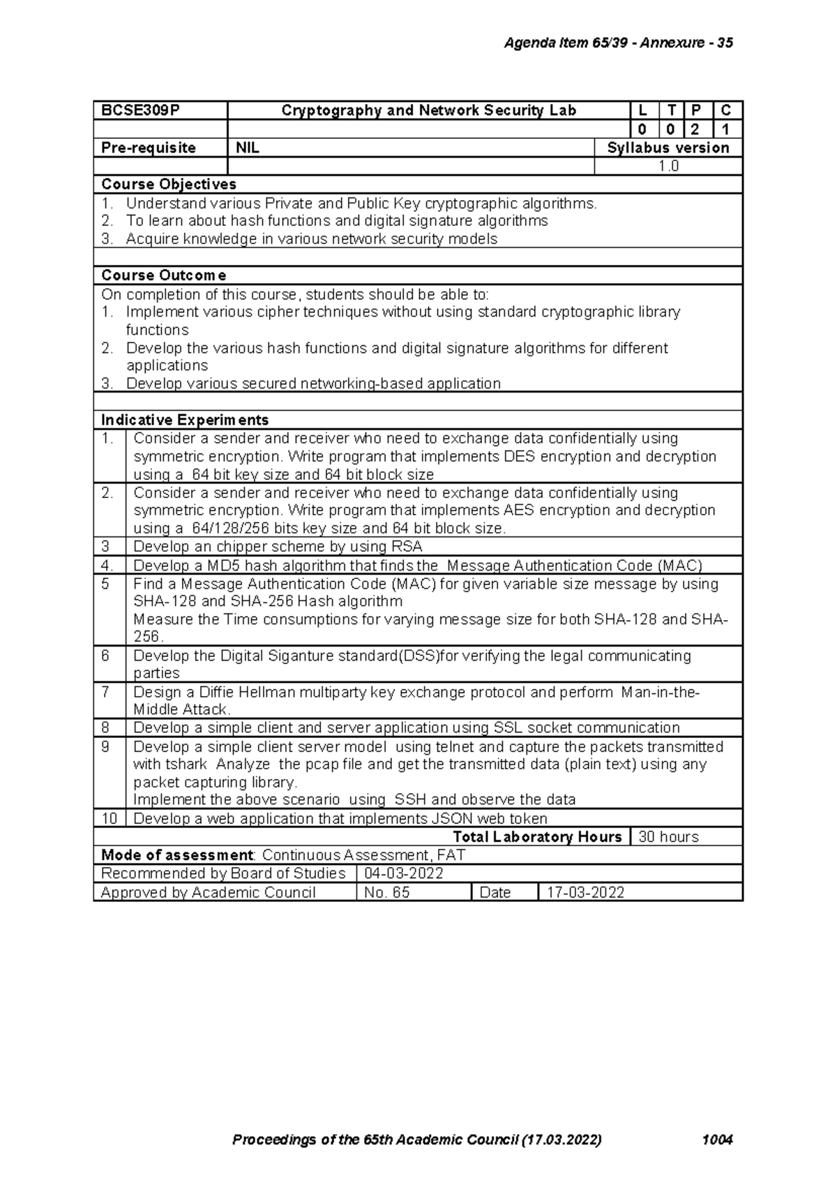 Bcse309p Cryptography Network Security Lab Lo 1 Experiments Guide