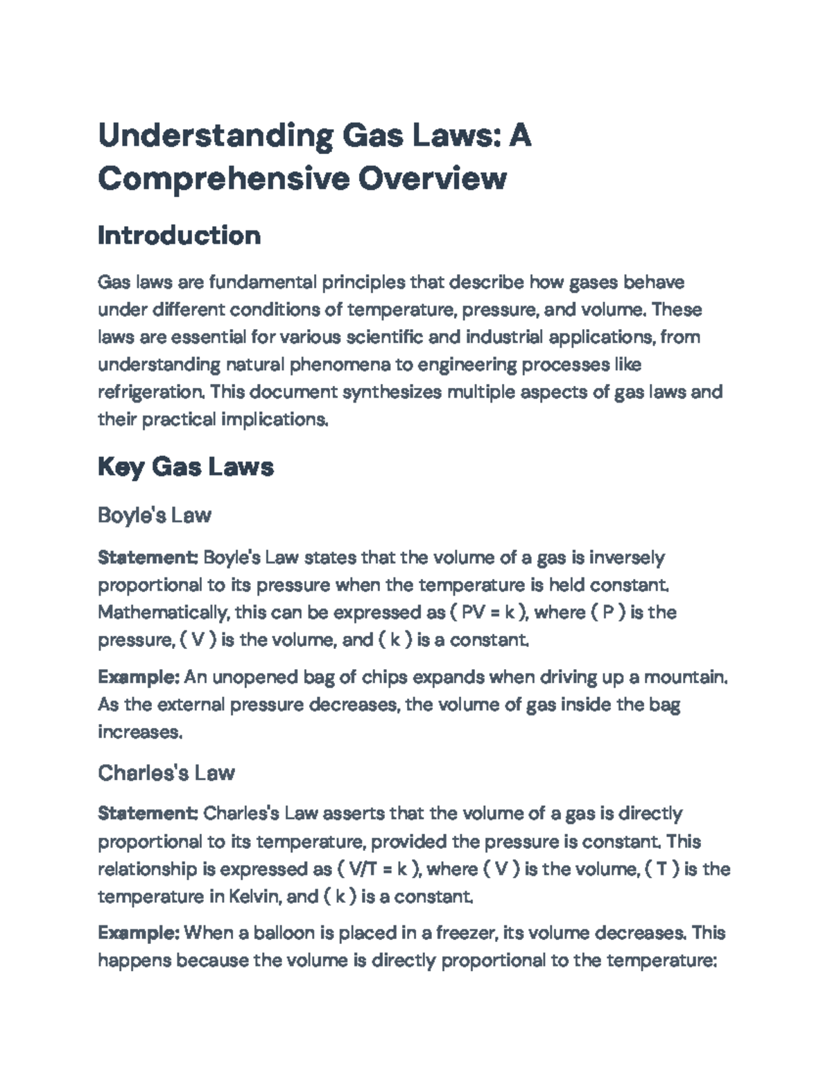 Comprehensive Overview of Gas Laws: Principles and Applications ...
