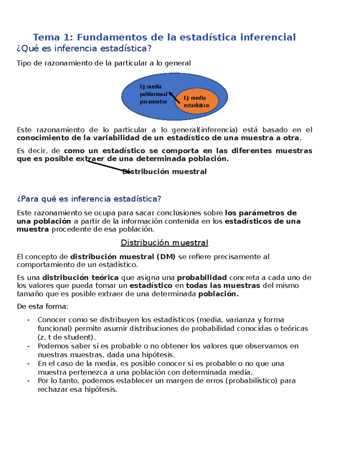 Tema 7: Fundamentos de la Estadística Inferencial y Distribución Normal - Studocu