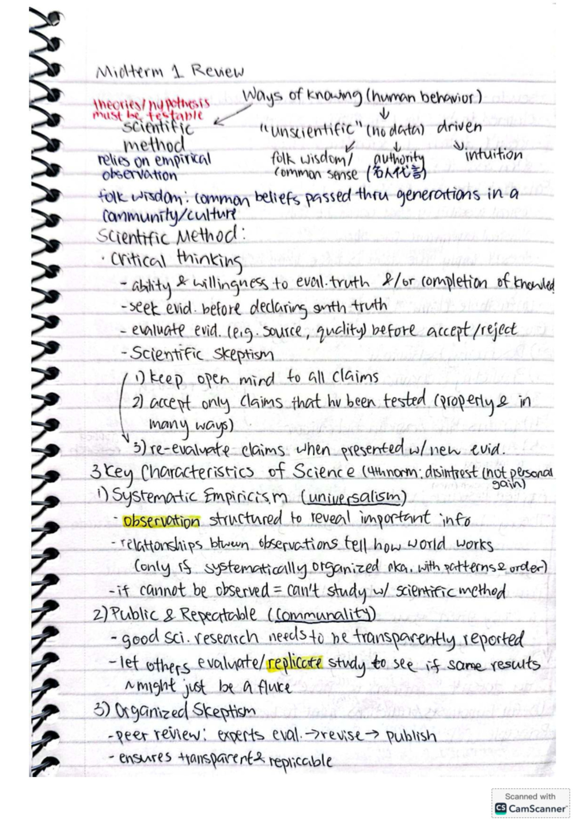 Midterm 1 Review: Ways of Knowing & Scientific Methods - Studocu
