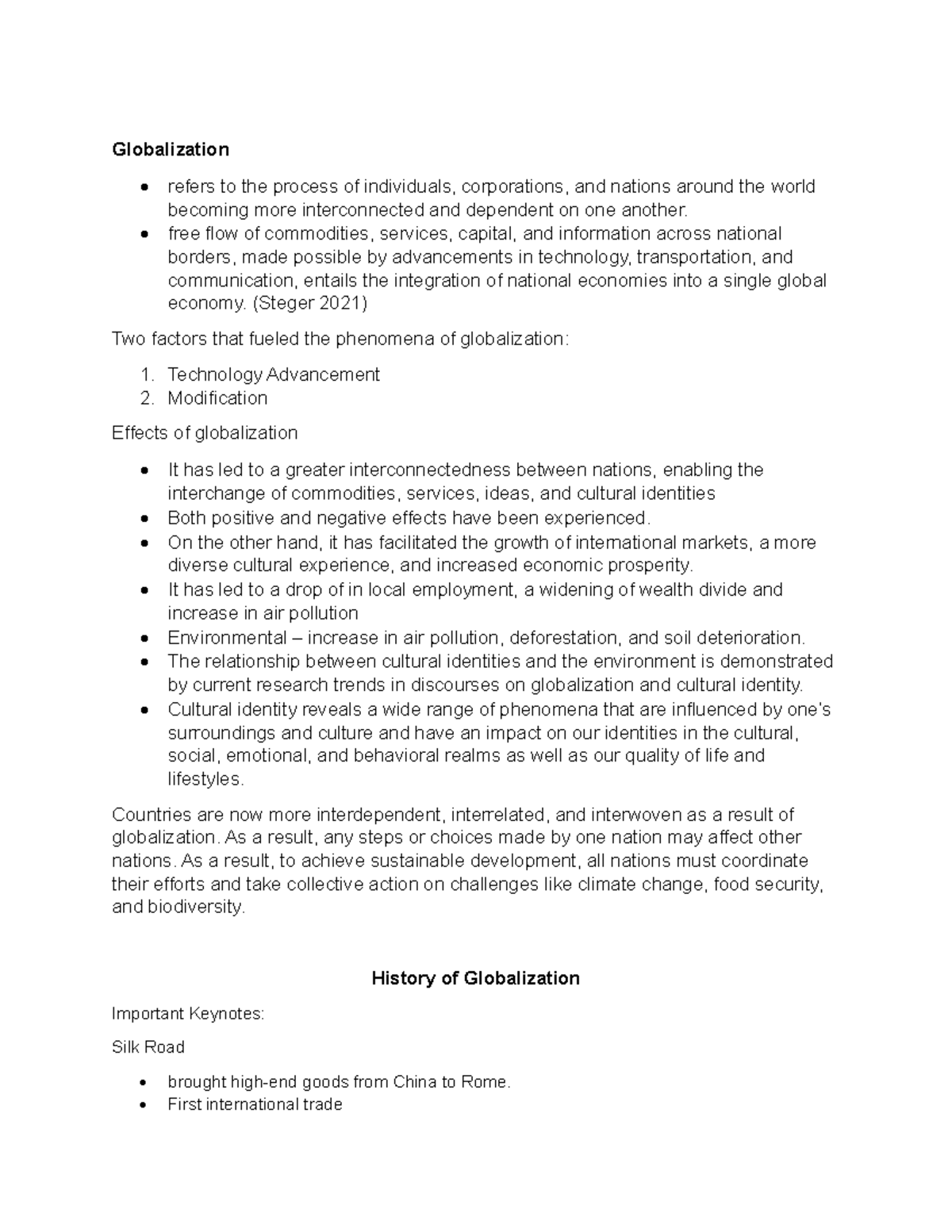 Updated- Globalization- Handout - Globalization • refers to the process ...
