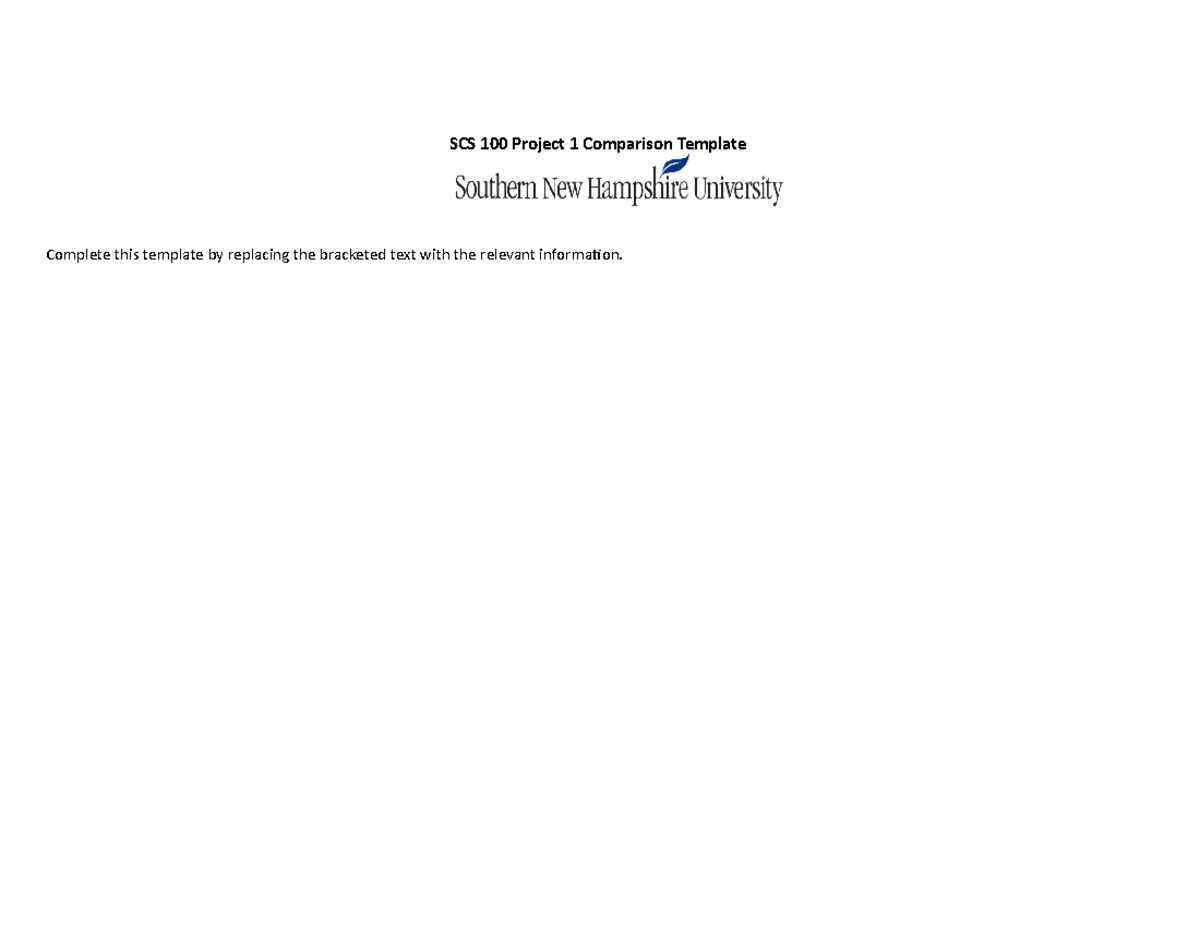 SCS 100 Project 1 Comparison Template - SCS 100 Project 1 Comparison ...