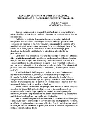 Caracterizare elev - 10. CARACTERIZARE PSIHOPEDAGOGICĂ A UNUI ELEV(* I. Date generale despre ...