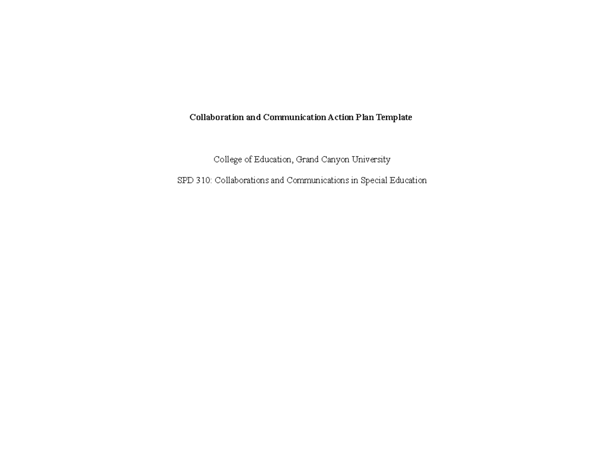 SPD 310 - Collaboration and Communication Action Plan for Marco - Studocu