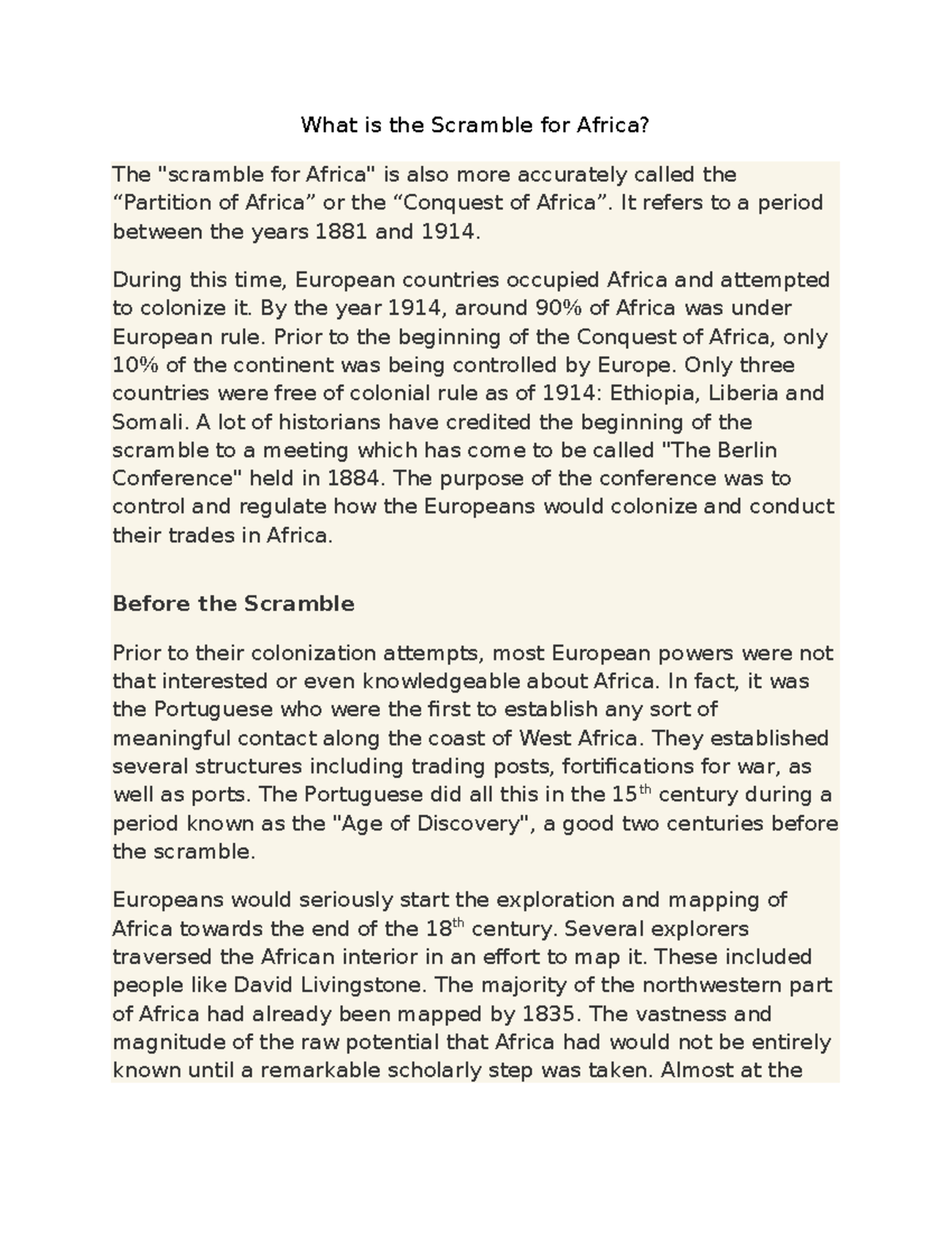 Scramble for Africa: A Comprehensive Overview of Colonization - Studocu