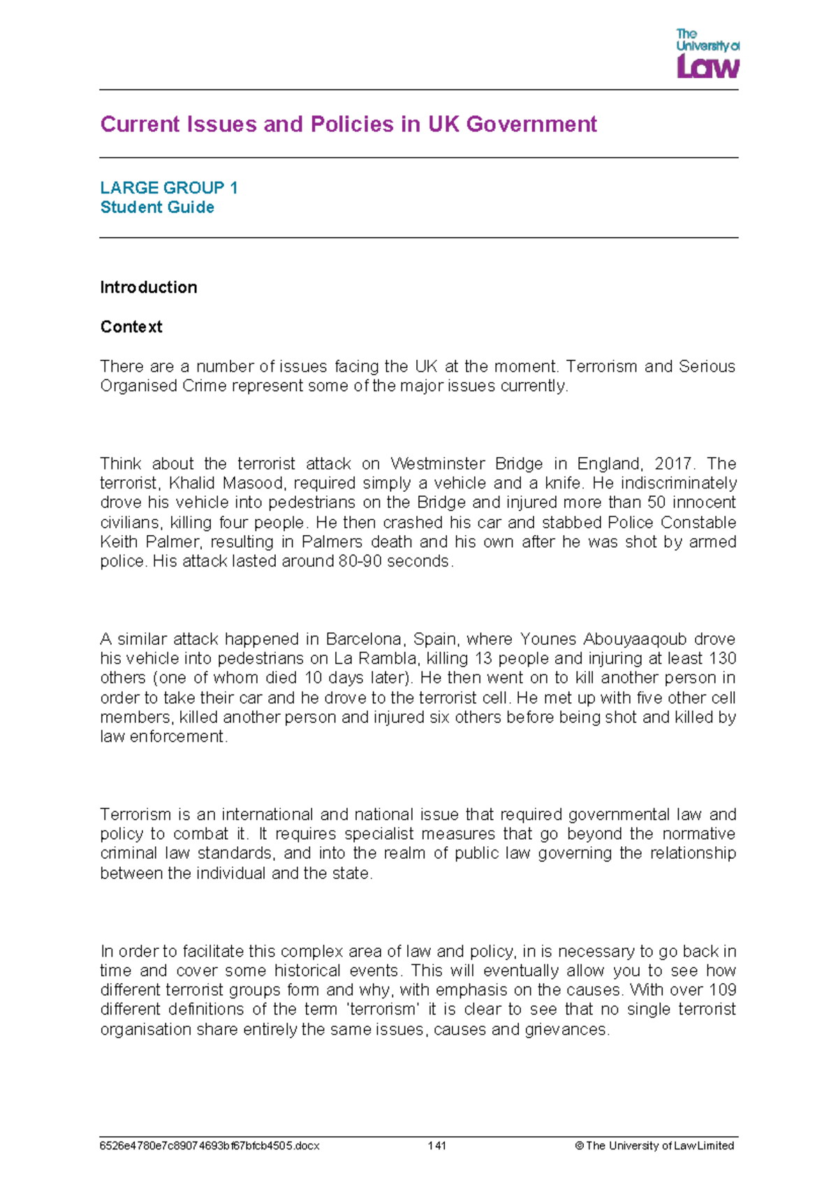 Current Issues in UK Government: Terrorism & Policy Analysis (2425 CIPG ...