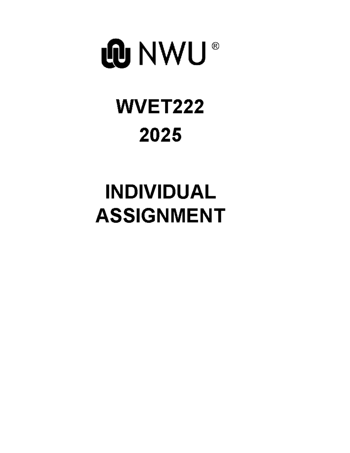 Final Assignment 3 Instructions for WVET222: Integrated Report 2025 ...