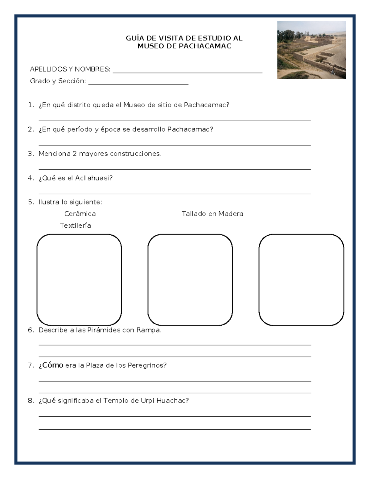 Guía de Visita al Museo de Pachacamac - Ficha de Estudio - Studocu