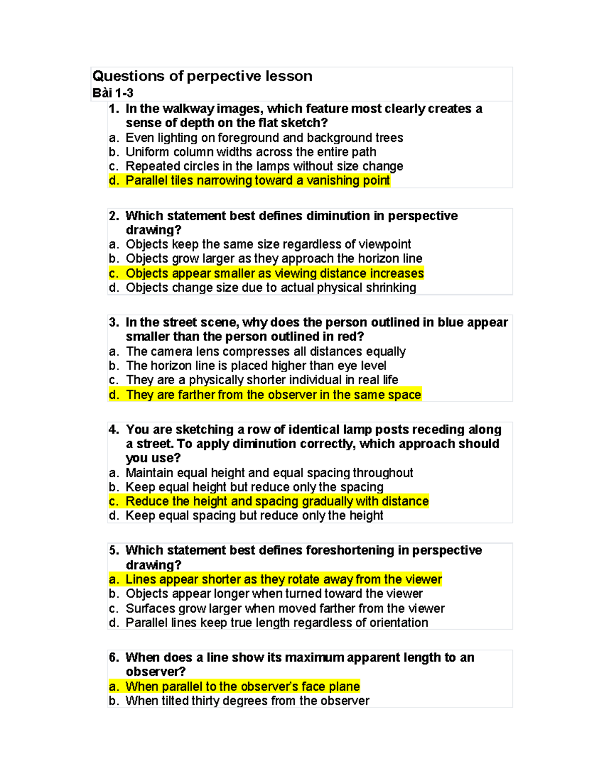 Questions on Perspective: Lesson Bài 1 - Studocu