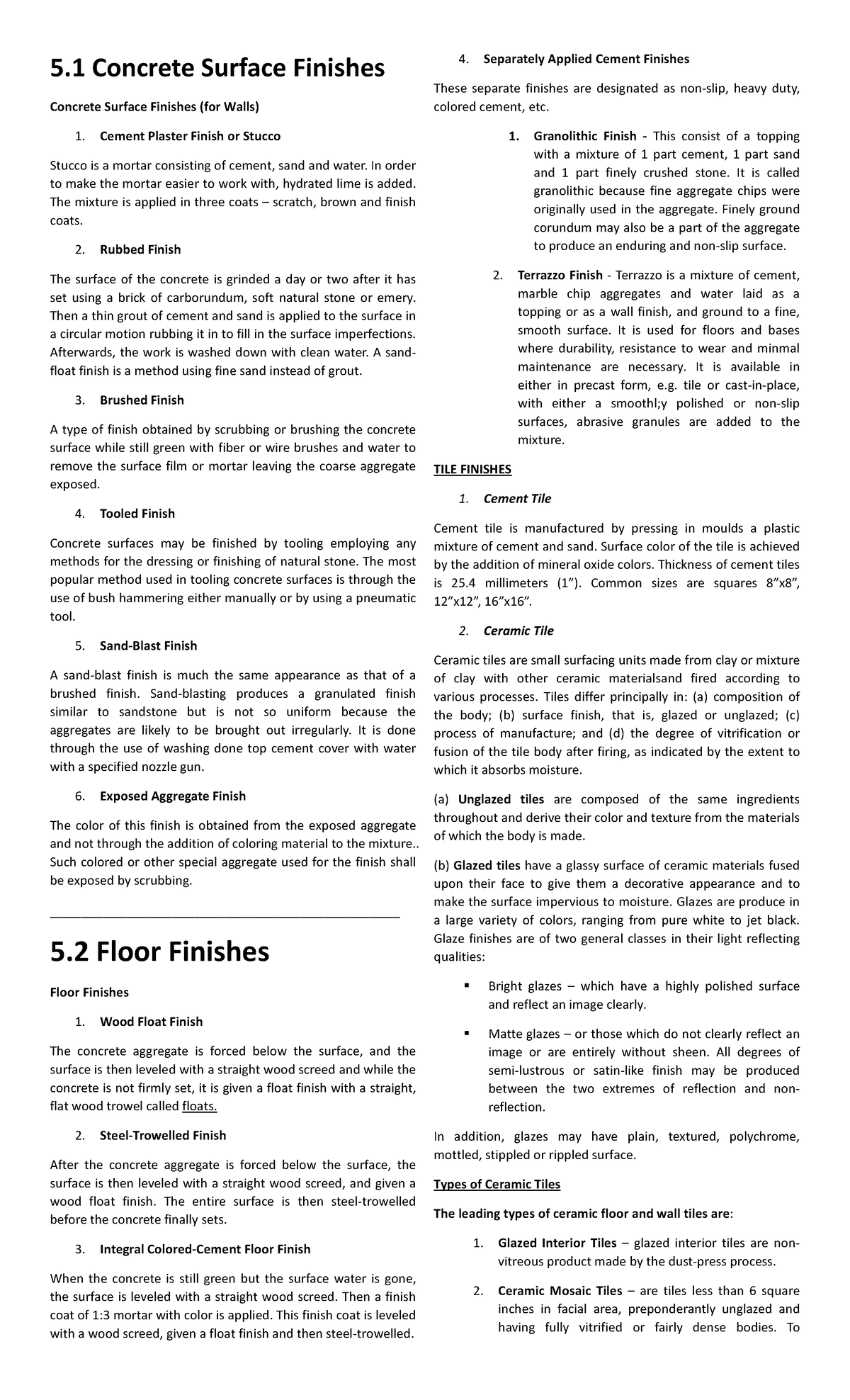 BT Module 5 AND 61 - Concrete and Floor Finishes Lecture Notes - Studocu
