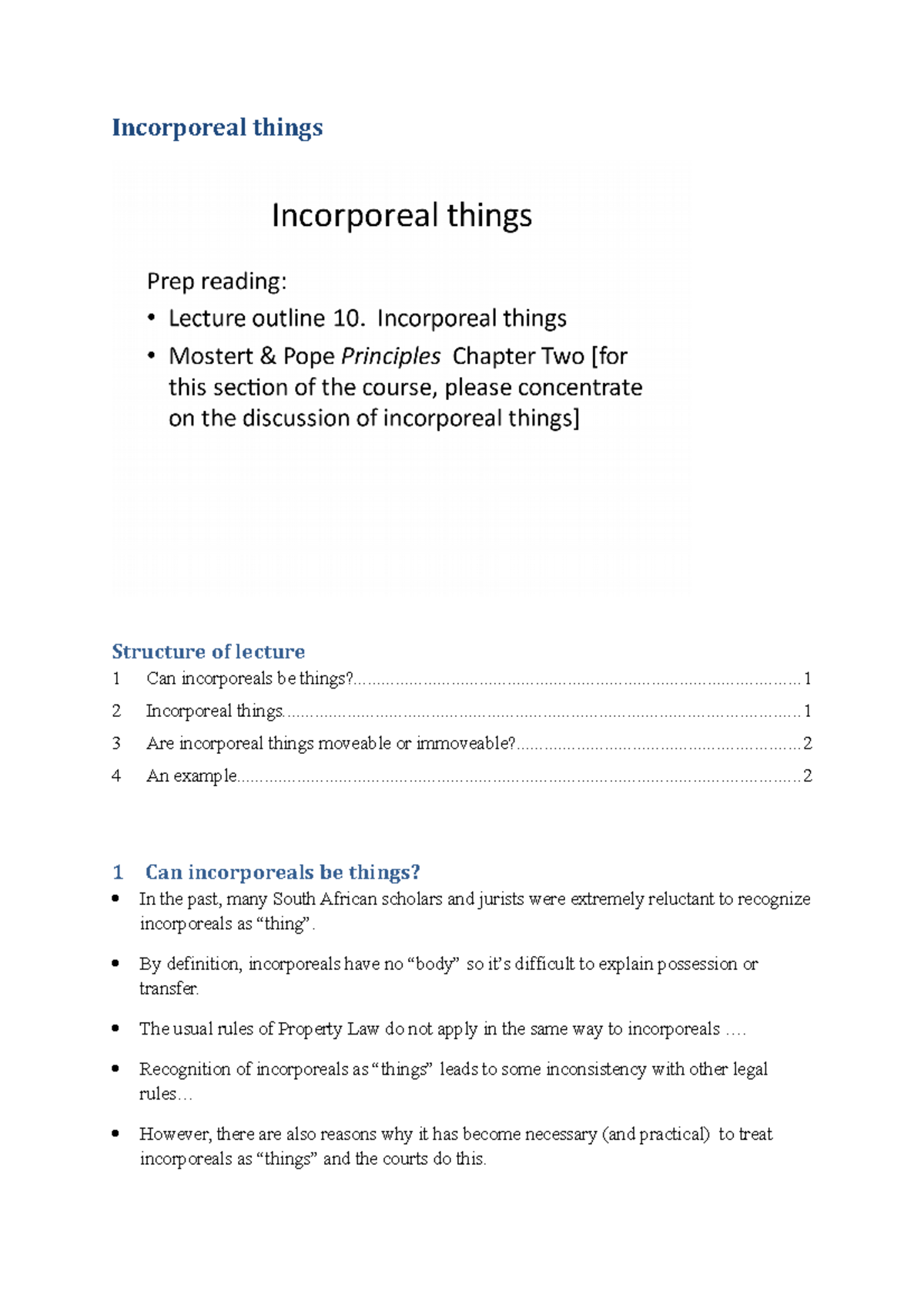 11 Incorporeal things in the Law of Property - Incorporeal things ...