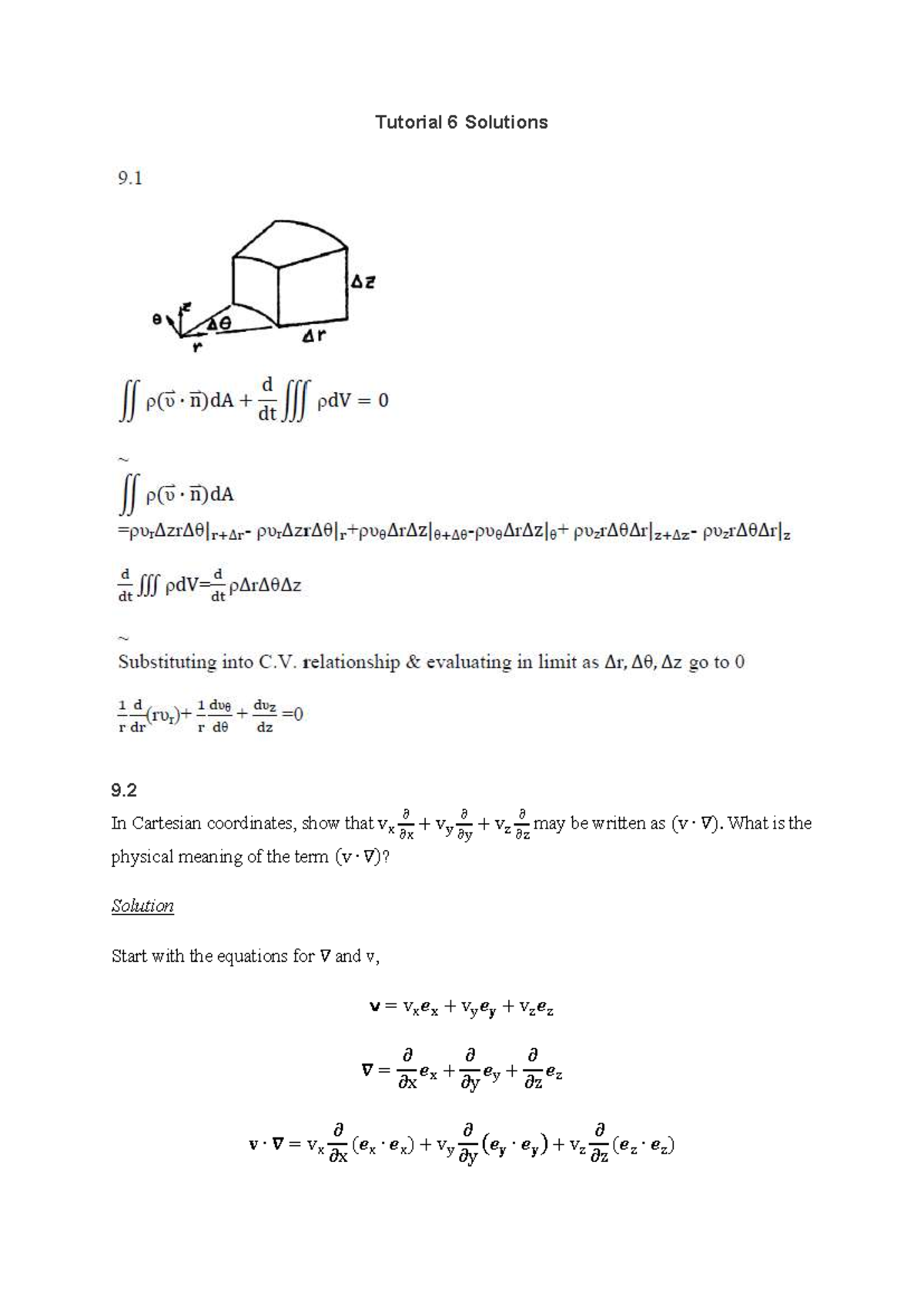 Tutorial 6 Solutions: Velocity in Cartesian & Polar Coordinates - Studocu