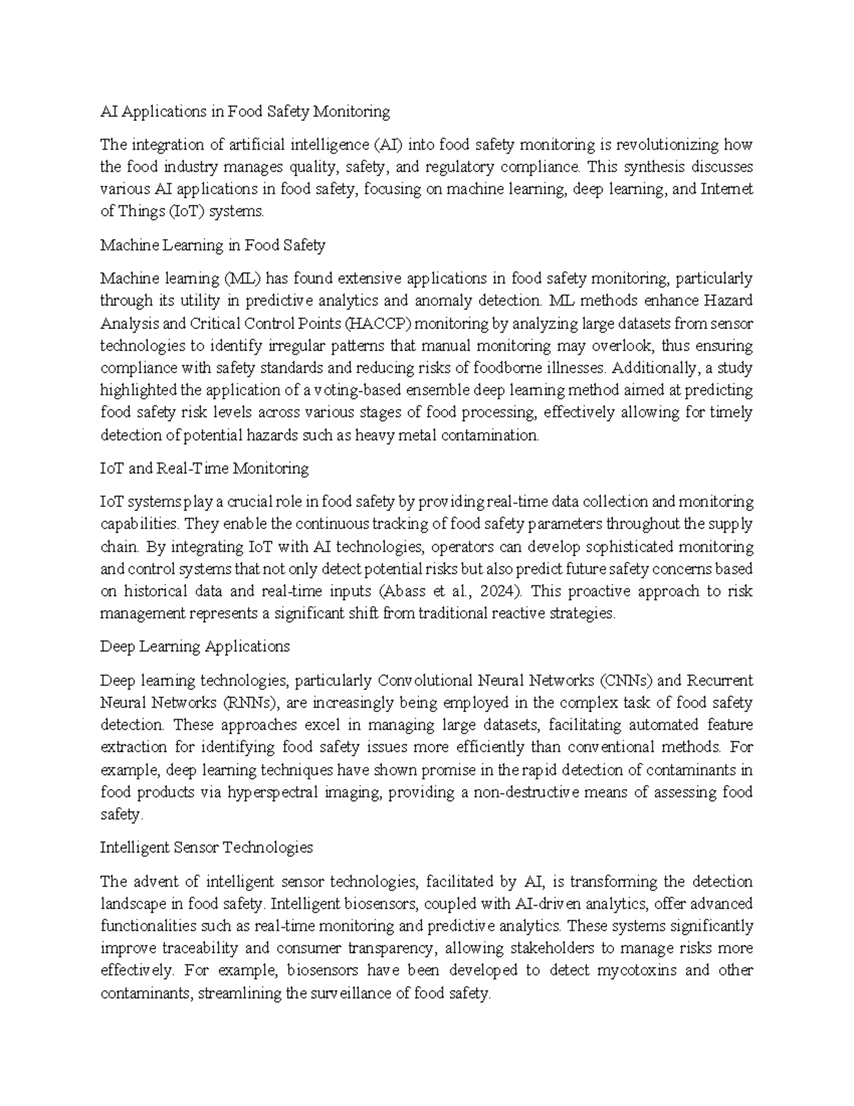 AI Applications in Food Safety Monitoring: Innovations & Insights - Studocu