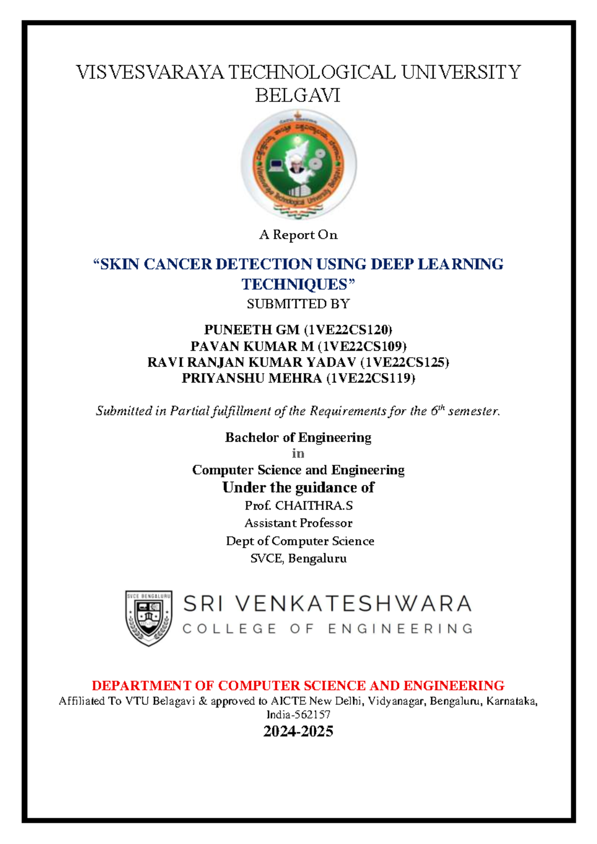 CSE 6th Sem Project: Cancer Detection Using Deep Learning Techniques - Studocu