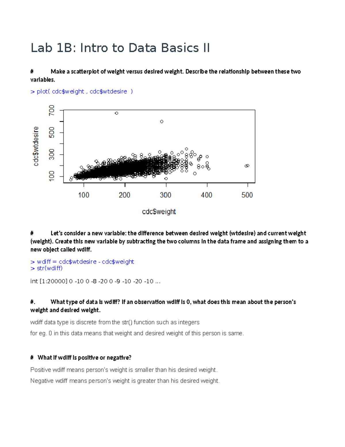 Lab 1B - Assignment on Data Basics II: Scatterplot & Weight Analysis ...