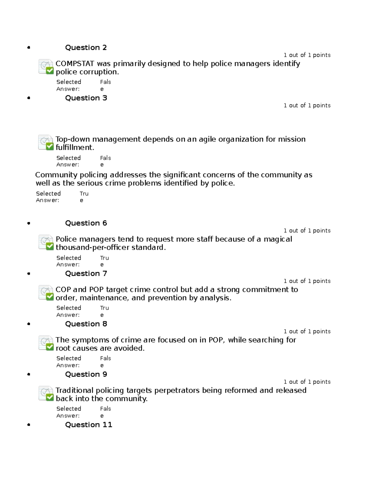 CJUS Quiz Cumulative Answers and Explanations (Correct & False) - Studocu