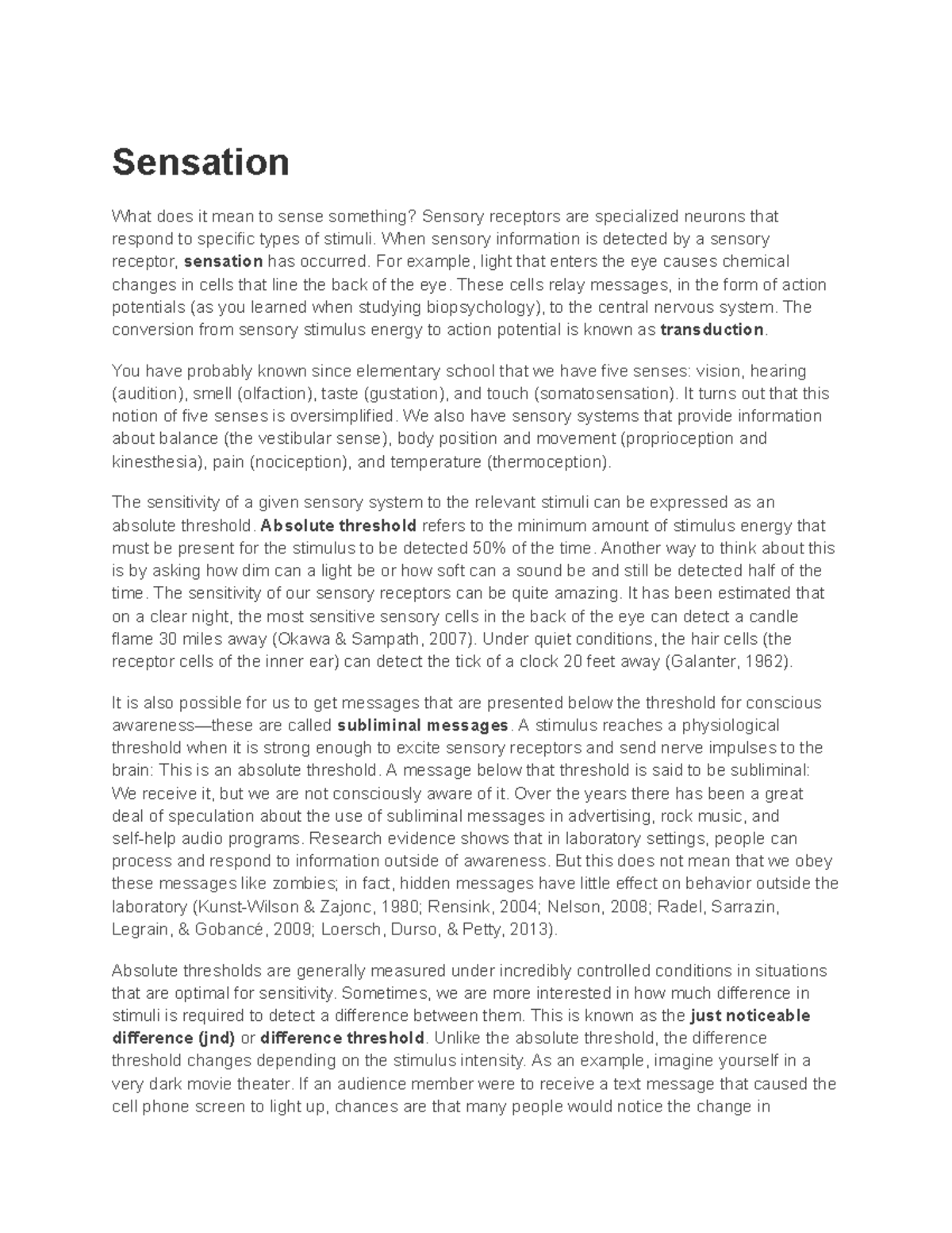 Understanding Sensation and Perception: Key Concepts in PSY 101 - Studocu