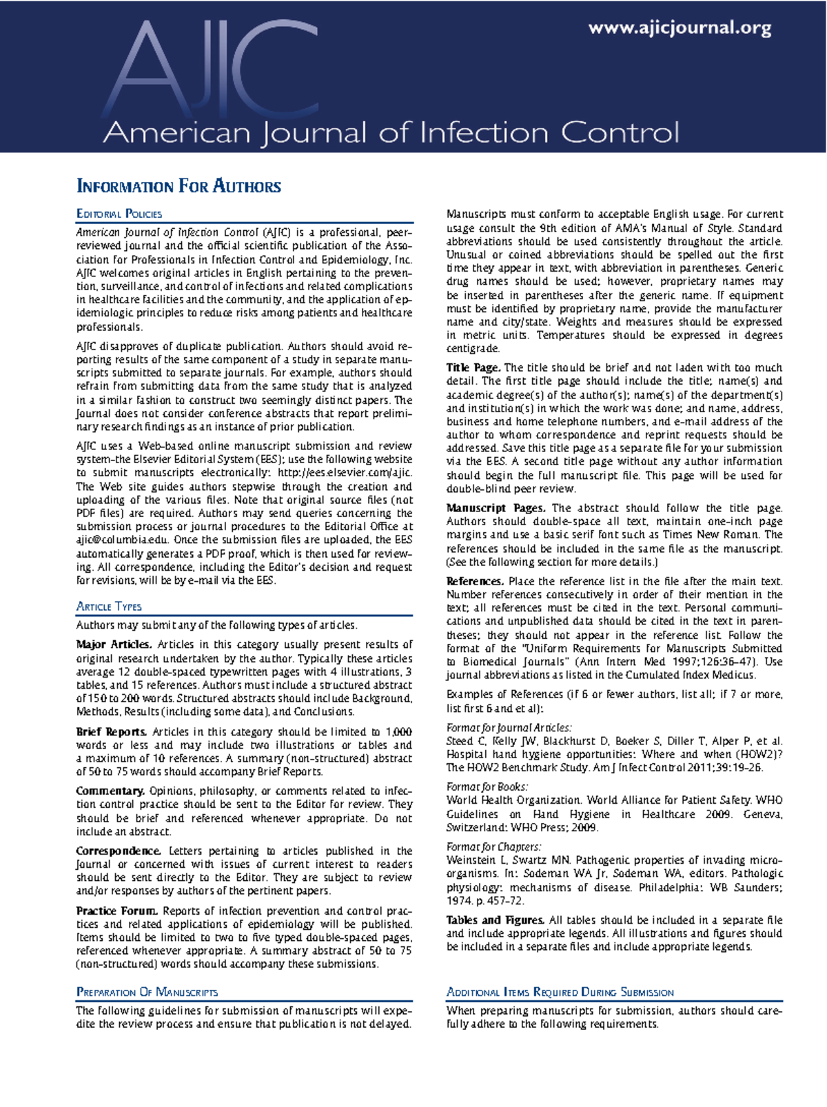 Information-for-Authors ymic - INFORMATION FOR AUTHORS EDITORIAL POLICIES American Journal of ...