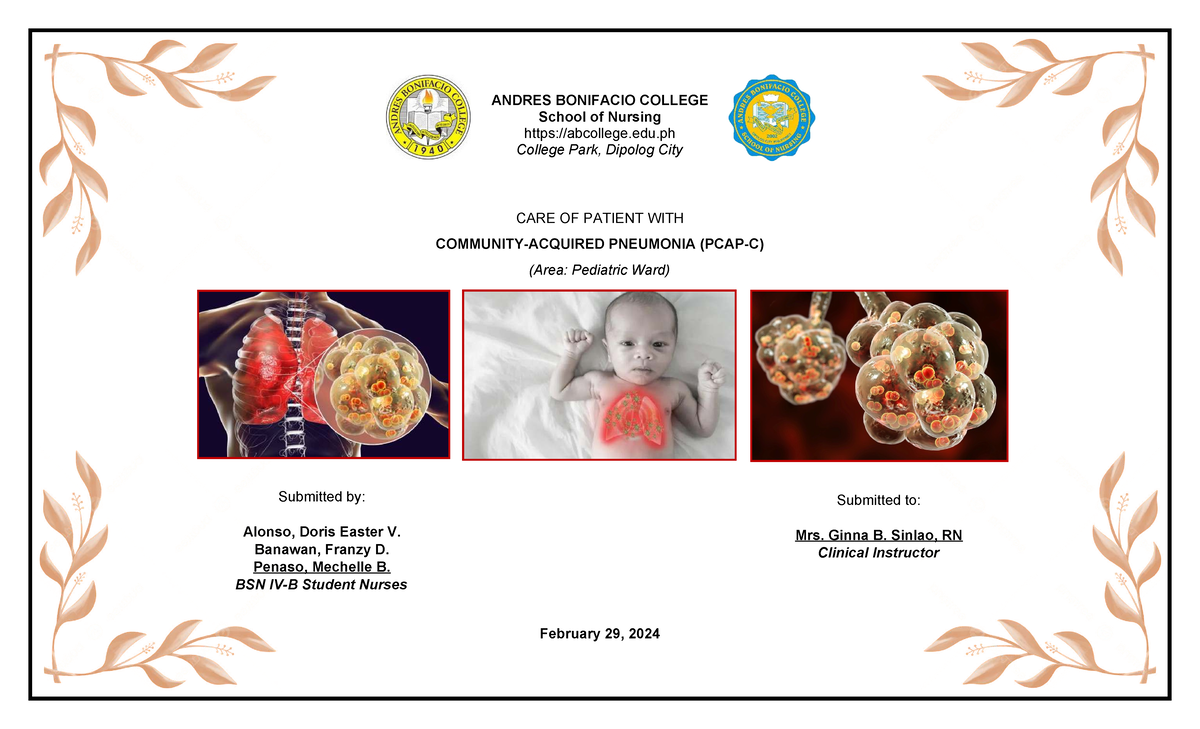 Pedia Case Study: Nursing Care for Pediatric Pneumonia (PCAP C) - Studocu