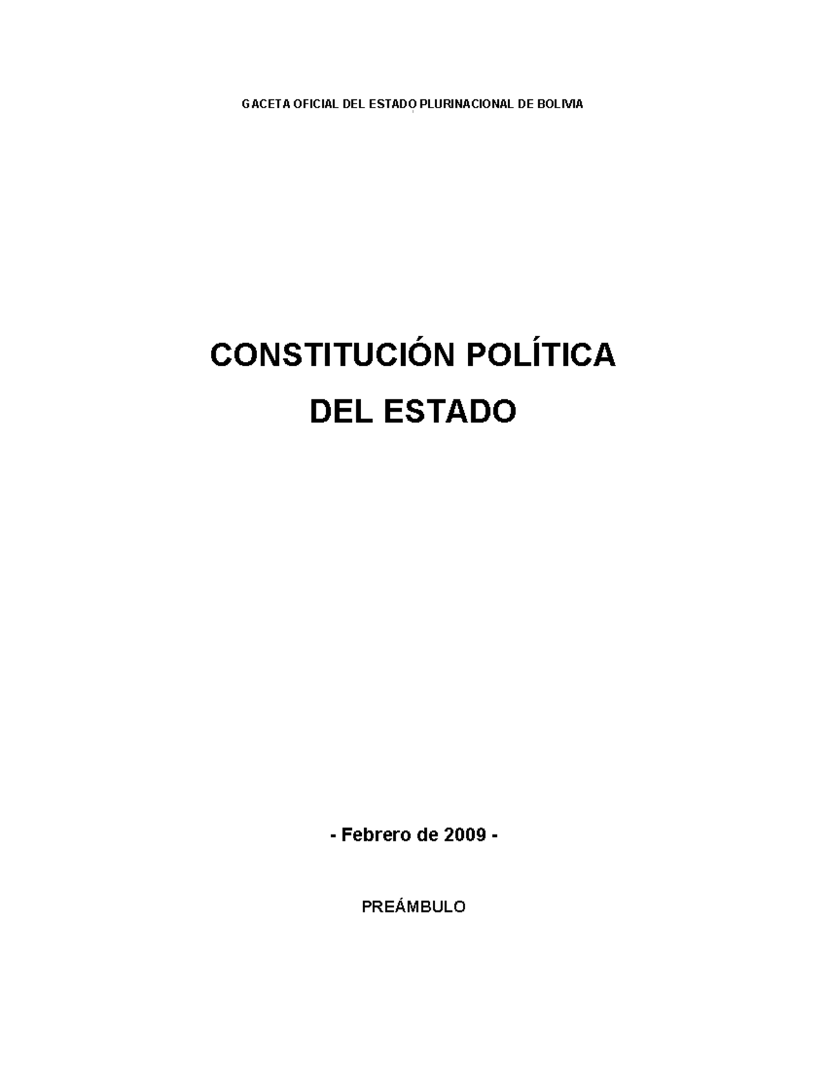 Constitución Política del Estado Plurinacional de Bolivia - Febrero ...