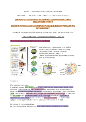 Chapitre 4 La cellule vivante - I) Les 3 principes de la théorie ...