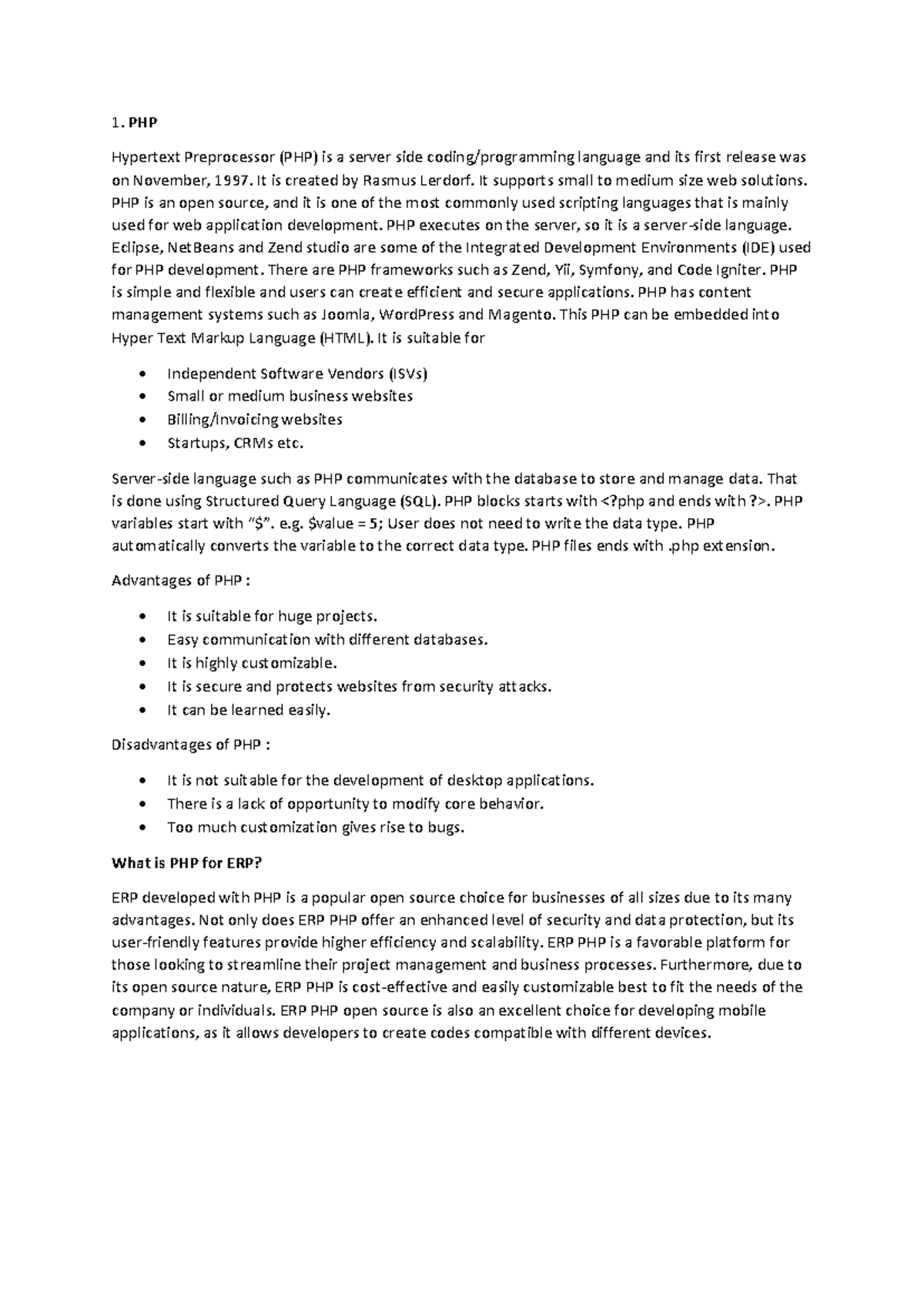 ES Unit-2 - PHP, ASP, and JavaScript Overview and Comparisons - Studocu