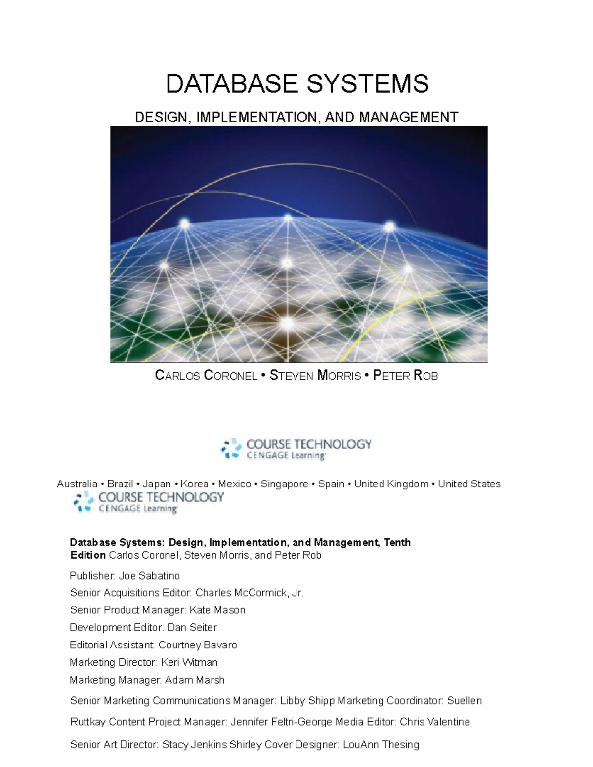 Database Systems Design, Implementation, and Management-DB - Senior ...