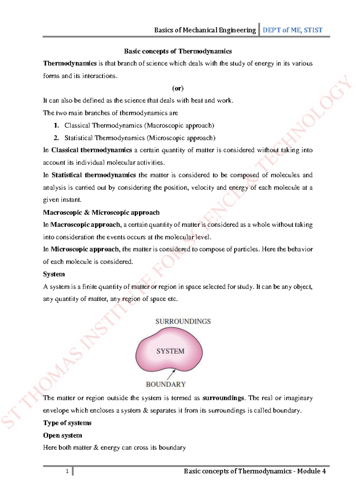 Basics of Thermodynamics - ME 101 Lecture Notes - Studocu