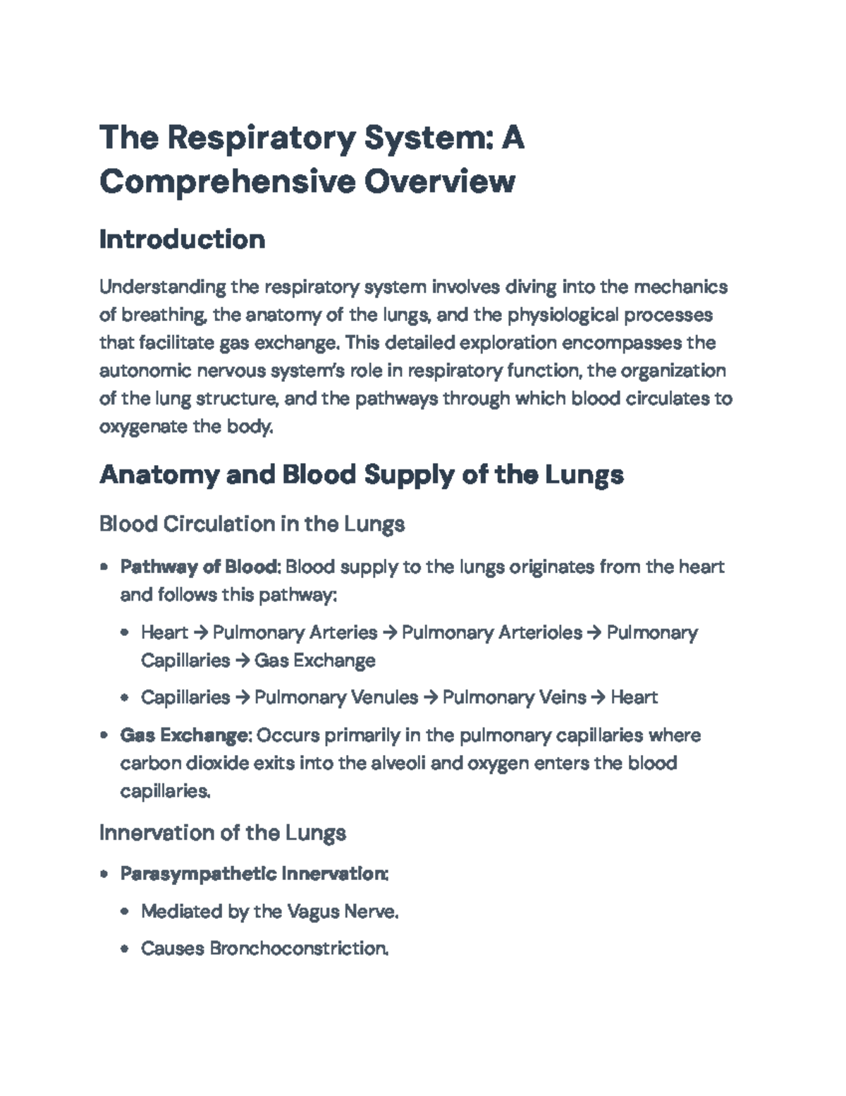 Respiratory System: Anatomy, Blood Supply, and Nervous Control Overview ...