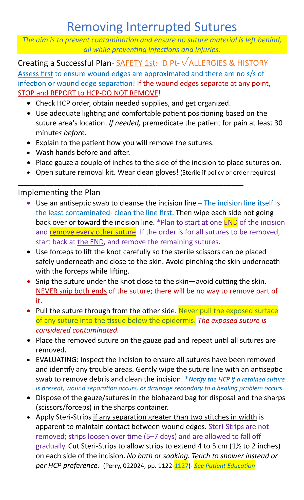 Removing Interrupted Sutures: A Guide for Safe Practice (NUR 302) - Studocu