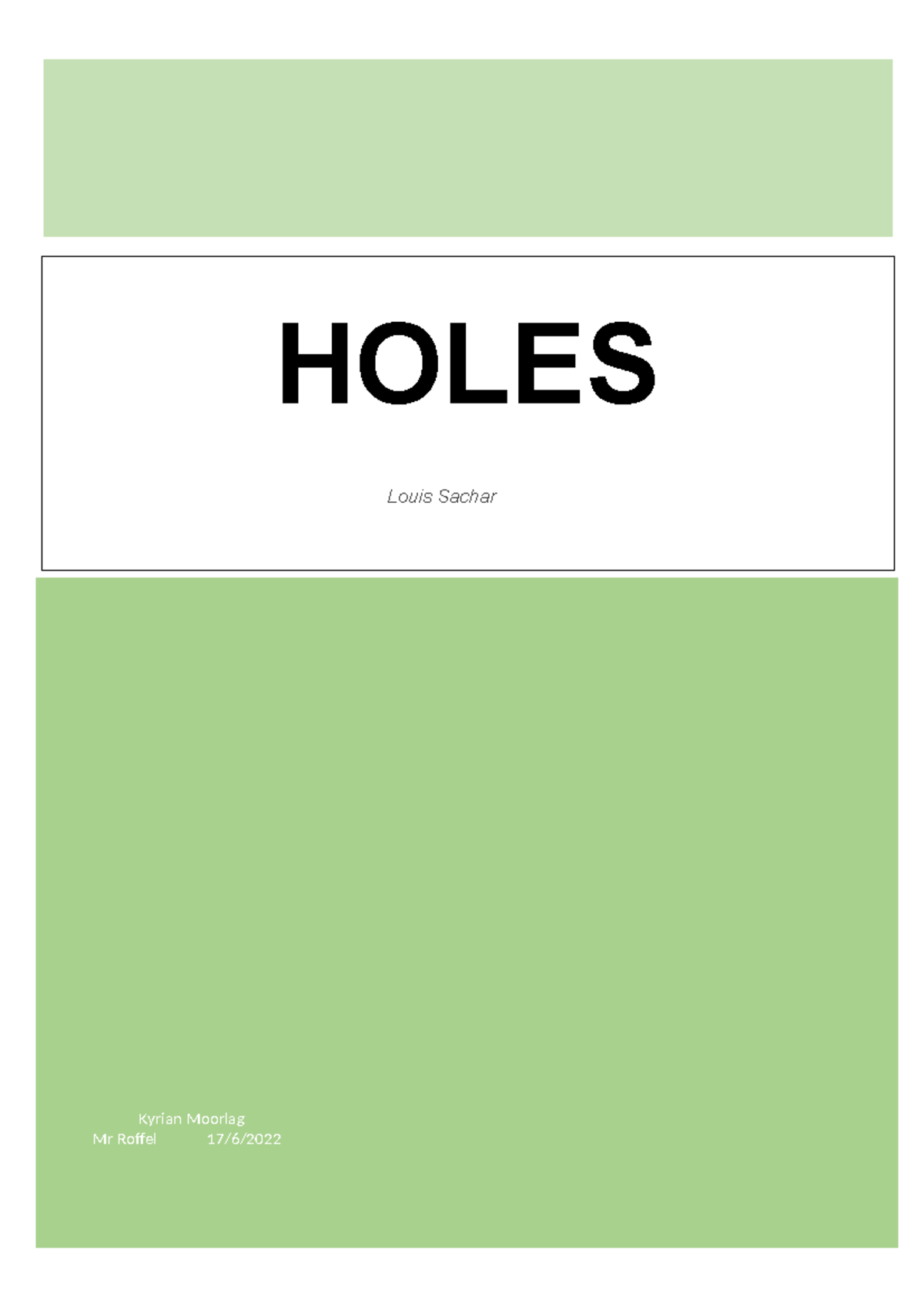 Holes Verslag Havo 2: Themes, Characters, and Key Insights - Studeersnel