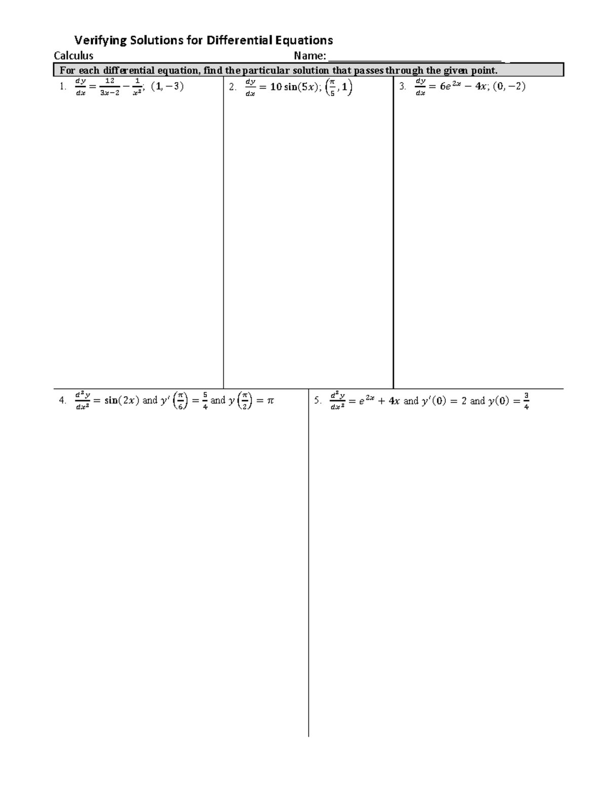 Problem+Set+4 - Problems - 7 Verifying Solutions for Differential ...