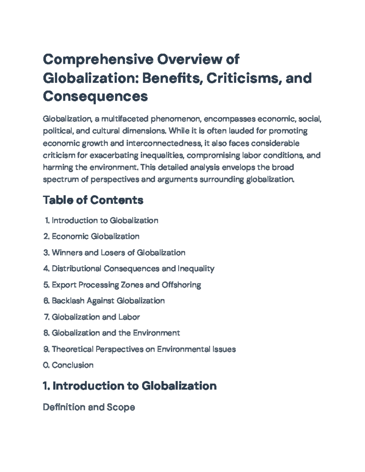 Globalization: Impacts, Criticisms, and Perspectives - Detailed ...