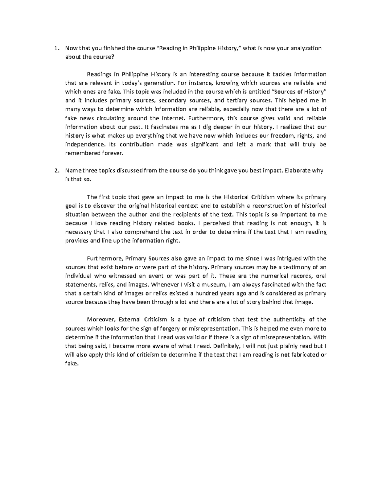 RPH - Reflection on Key Learnings from Reading in Philippine History ...