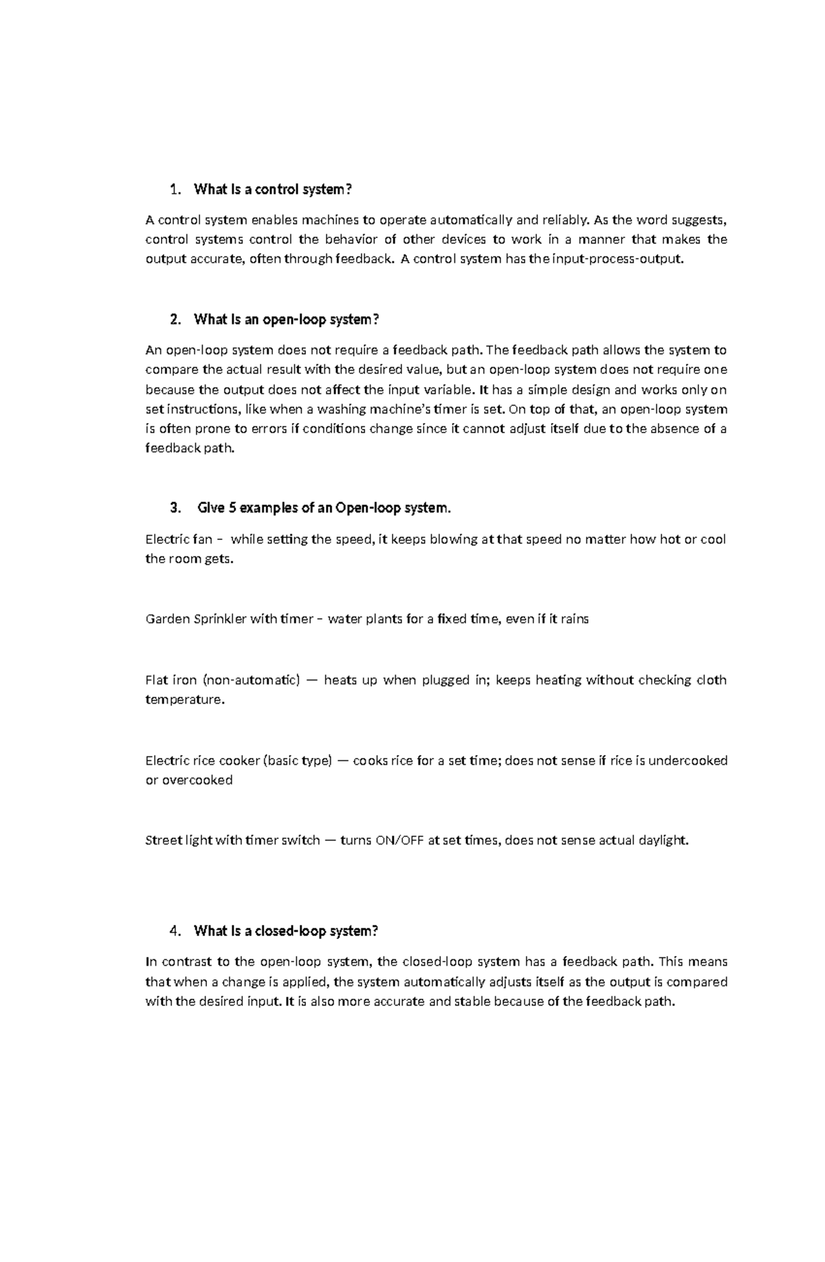 Control Systems: Open and Closed Loops Explained - Studocu