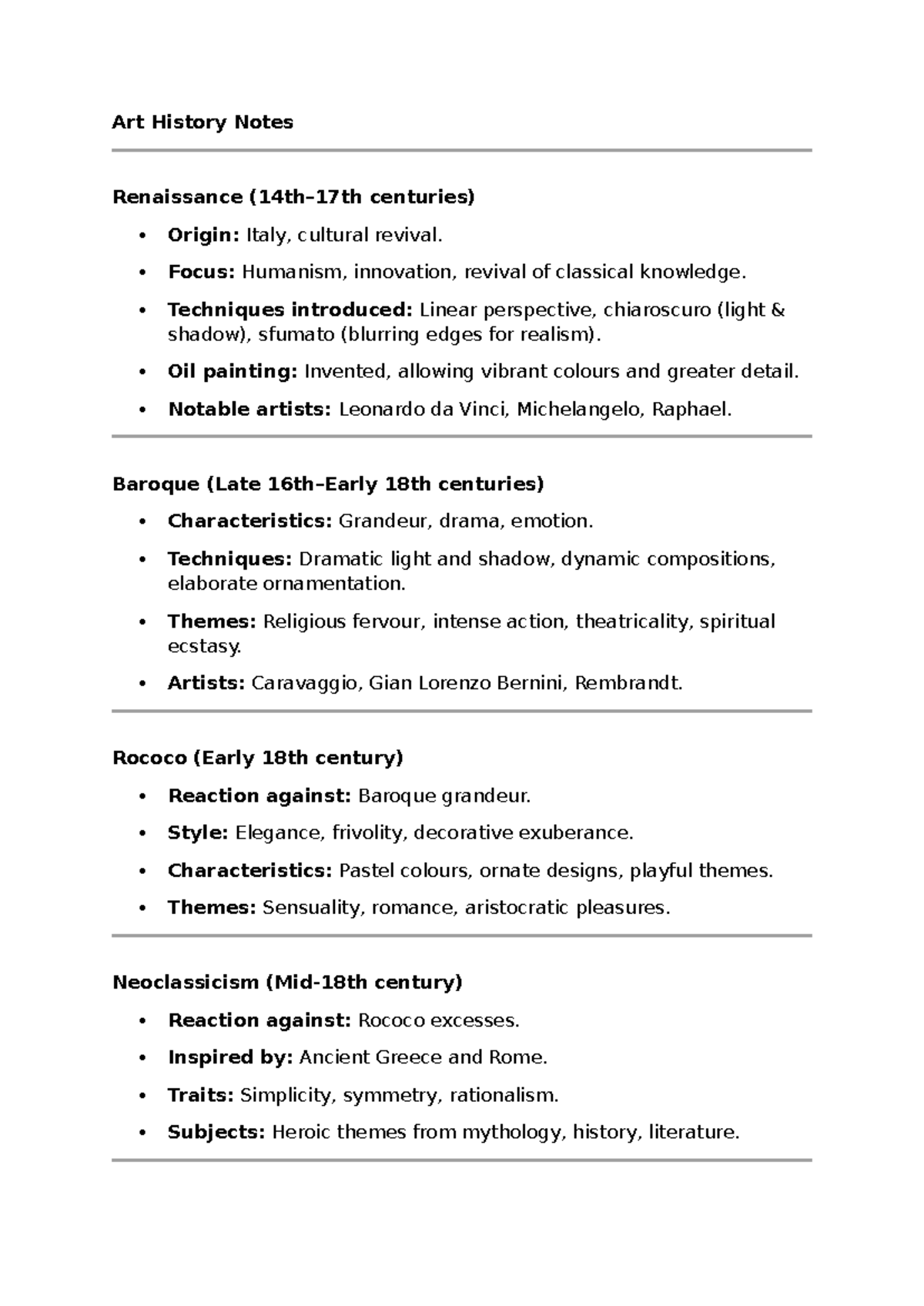 SOK-m2 Art History Notes: Renaissance to Contemporary Movements - Studocu