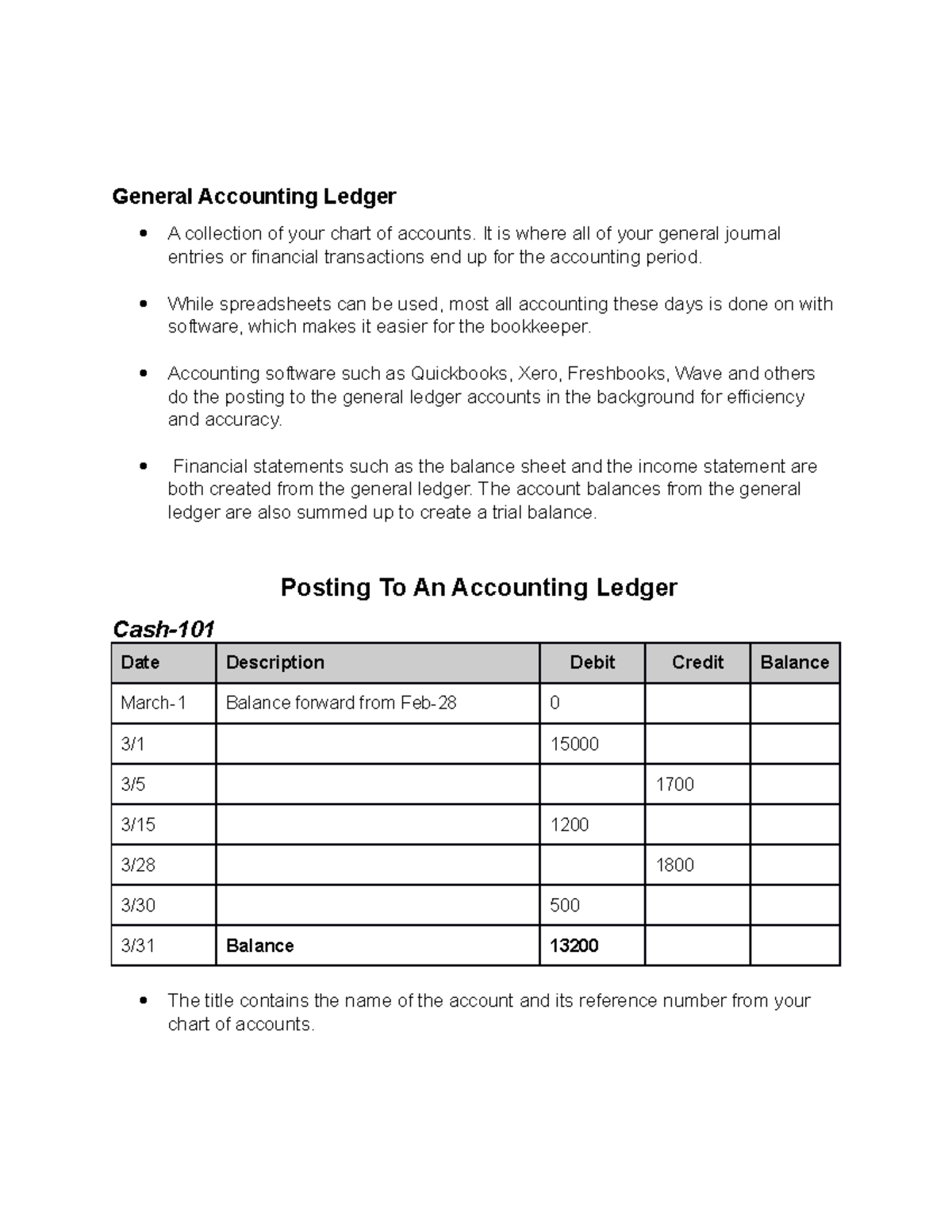 General Accounting Ledger Main Three Financial Statement Common ...