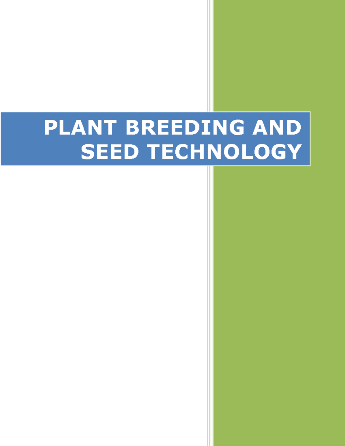 Plant Breeding AND SEED Technology PDF - PLANT BREEDING AND SEED ...