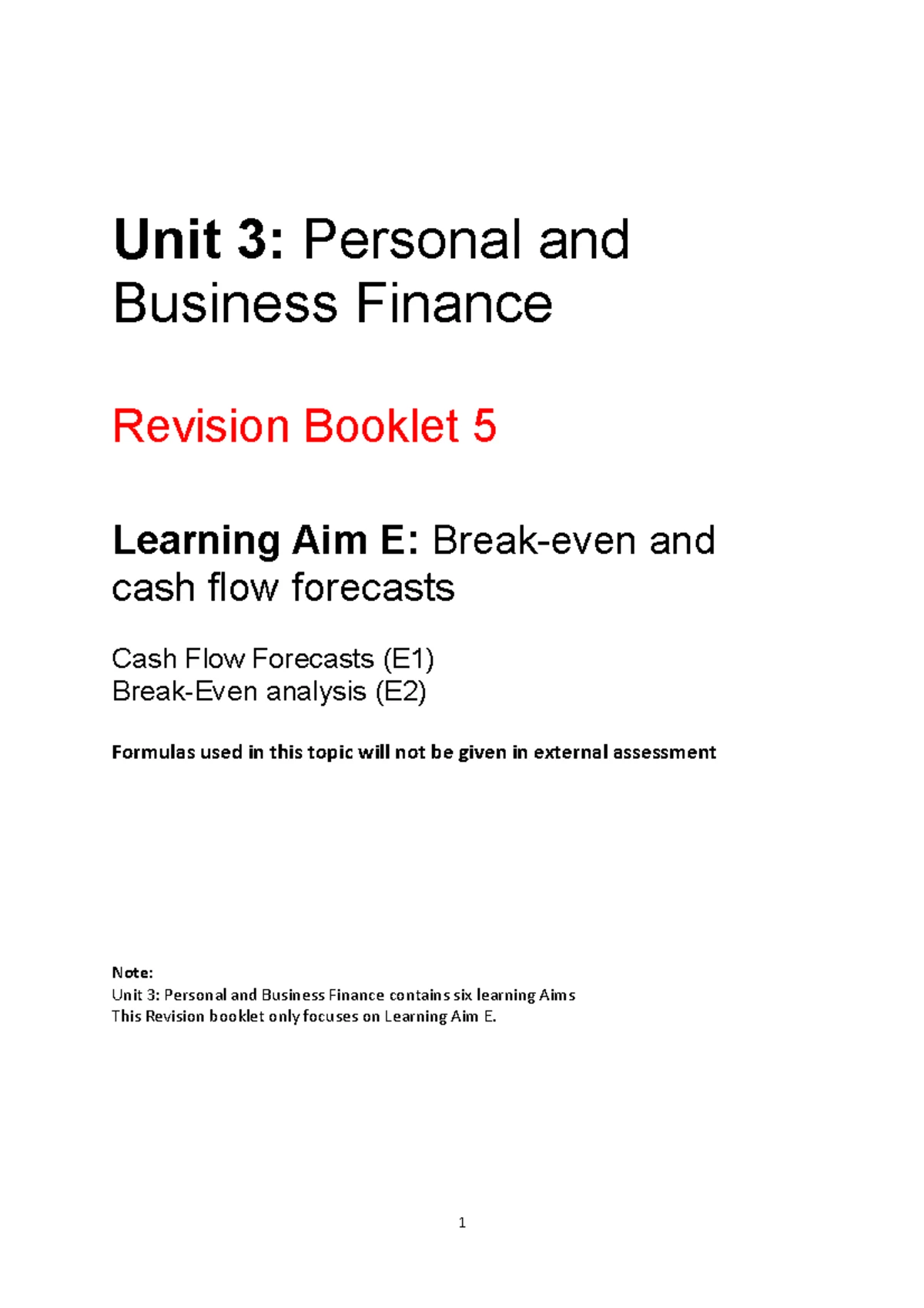 Example work for Unit 1 - upto distinction - Learning aim A: Explore ...