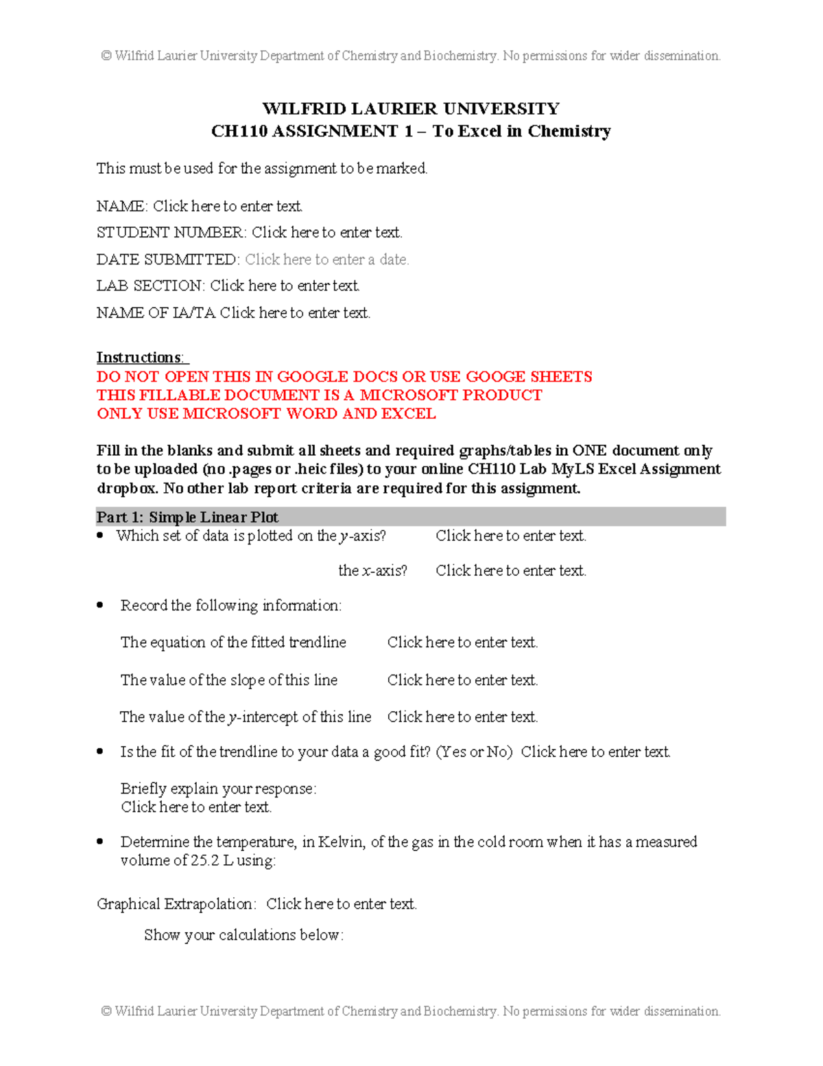 CH110 Assignment 1: Excel Lab Report - Fall 2025 - Studocu