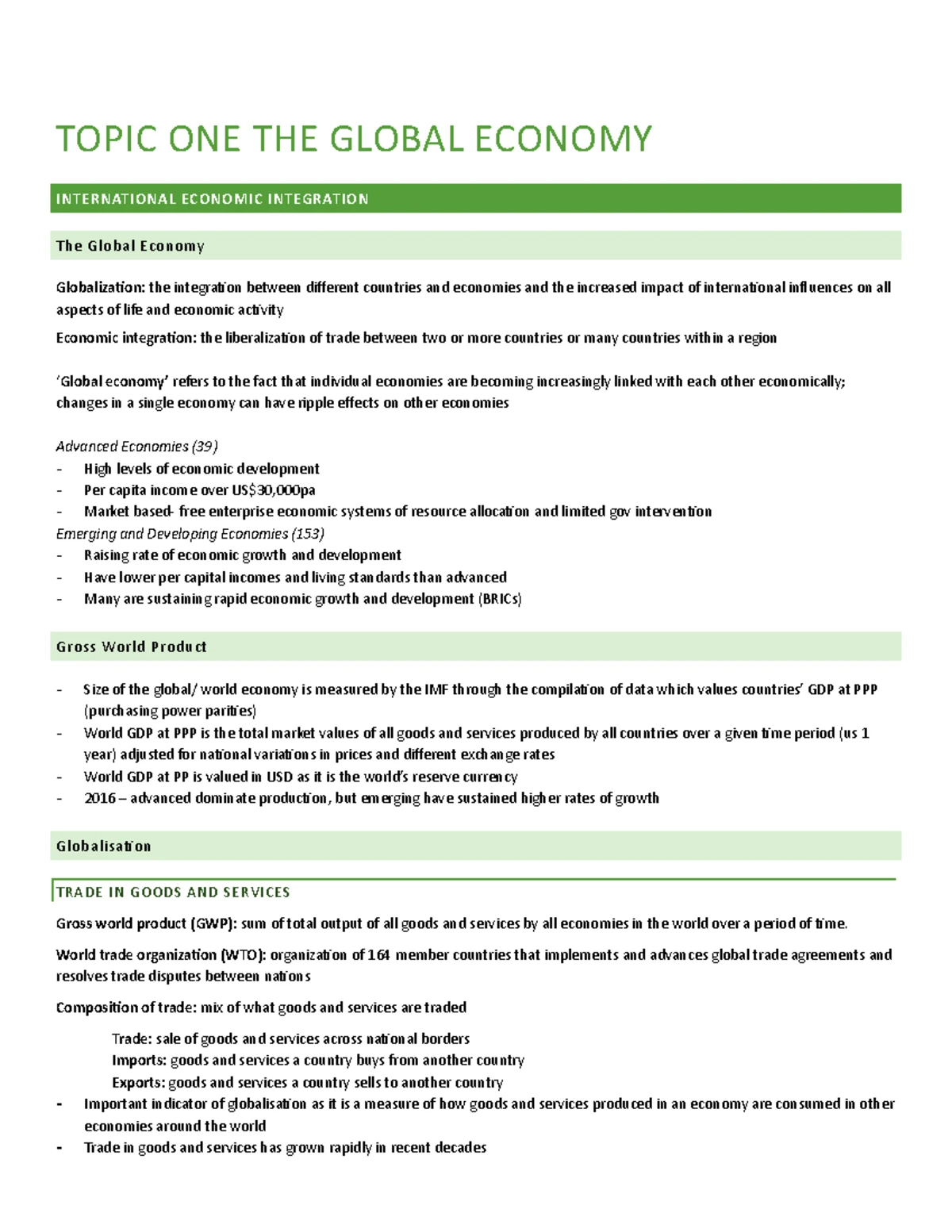 Past HSC Economics Questions - Topic 1: The Global Economy - Studocu
