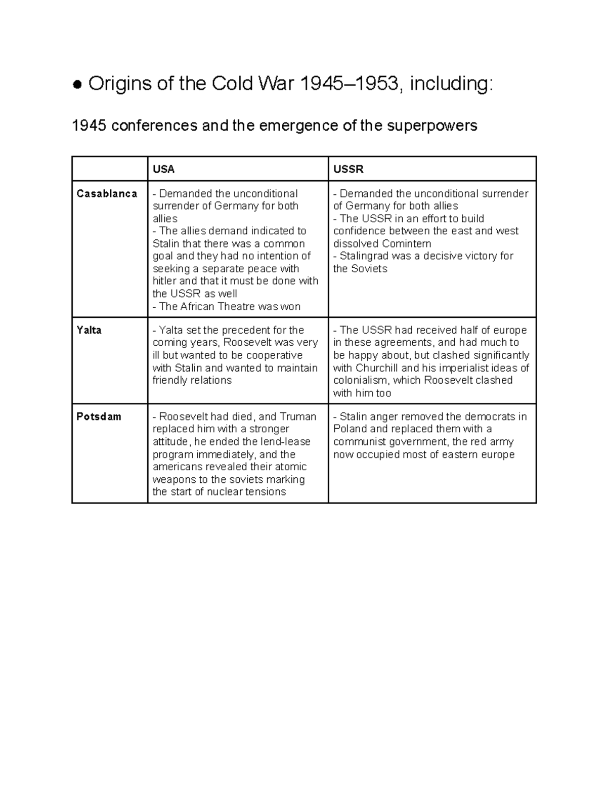 COLD WAR Notes.docx - Google Docs - Origins of the Cold War 1945–1953 ...